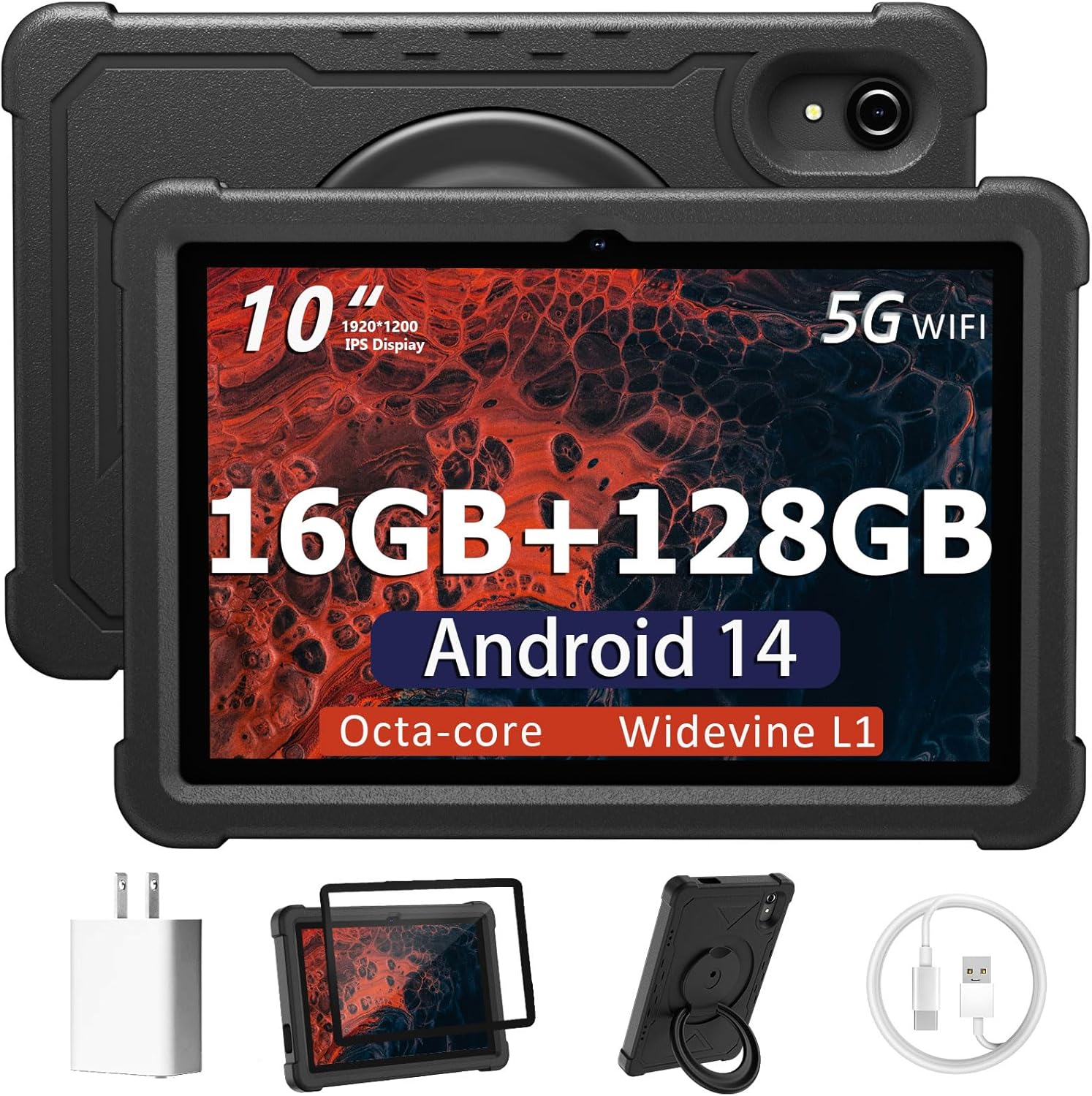 HUIHUANG Tablet 10 Inch Android 14 Tablet, 16GB RAM 128GB ROM, 1TB ...