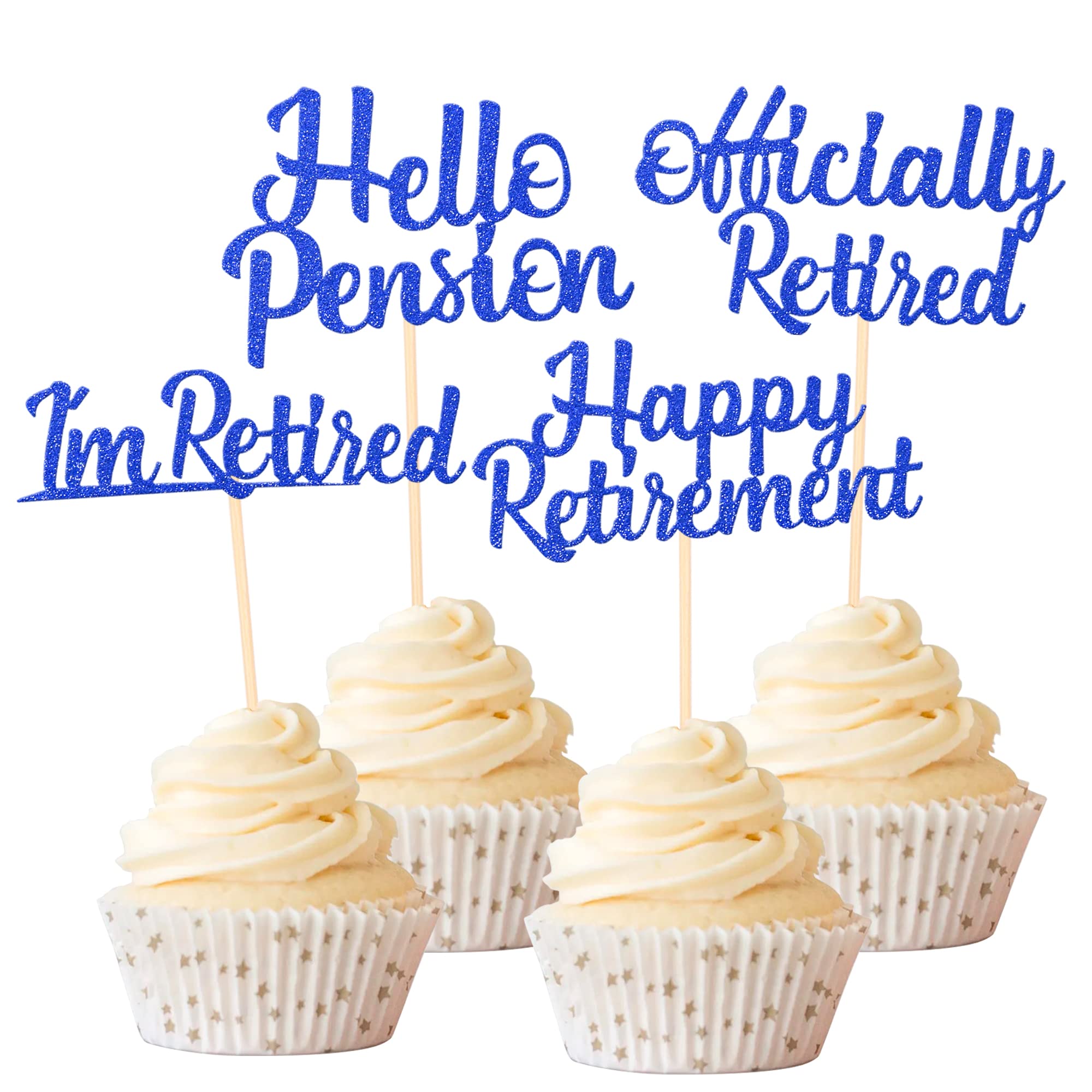Buy Xsstarmi 24 PCS Happy Retirement Cupcake Toppers Glitter I'm ...