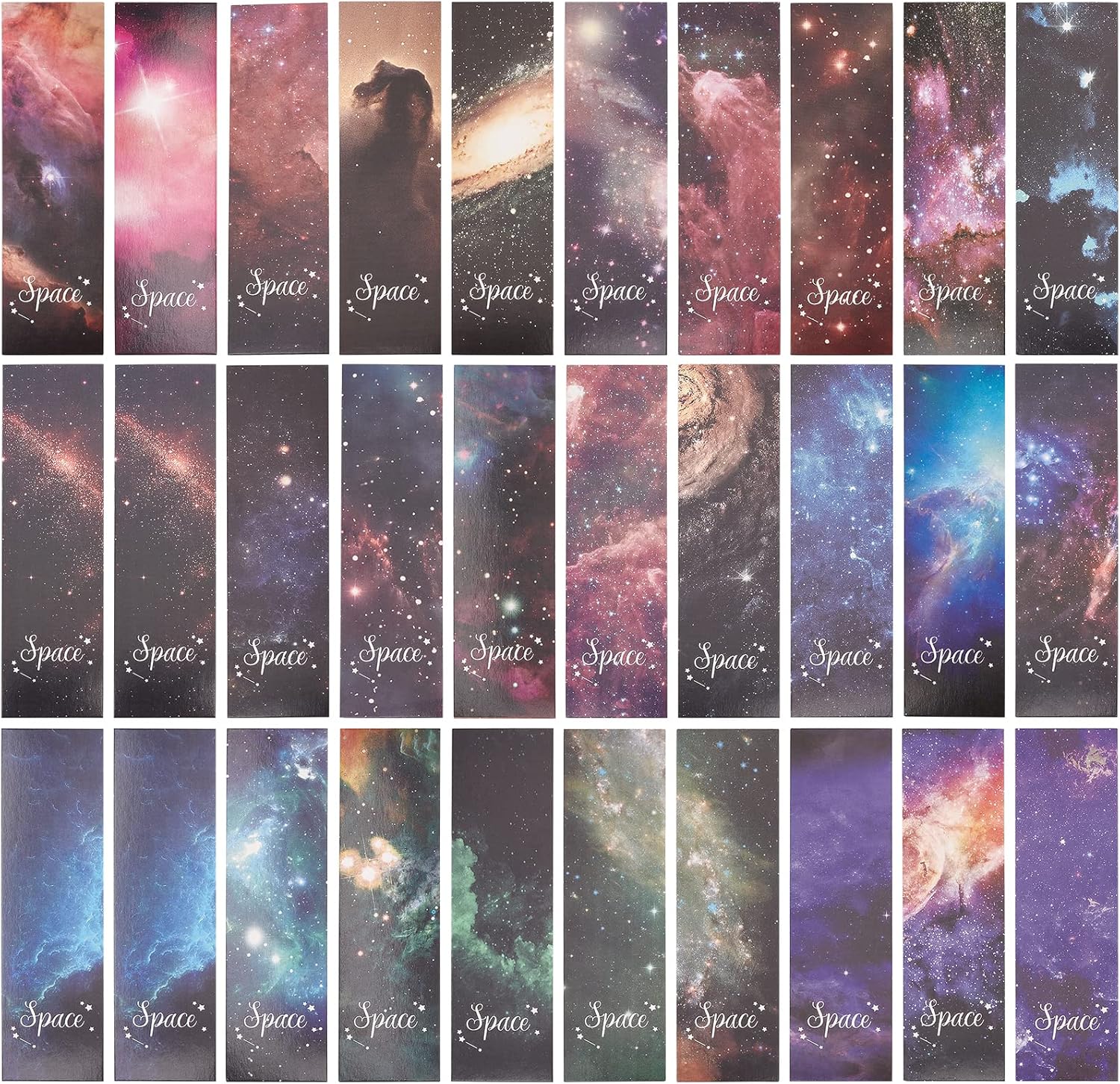 Amazon.com: GORGECRAFT 1 Box 30PCS Bookmarks Aesthetic Galaxy Bookmarks ...