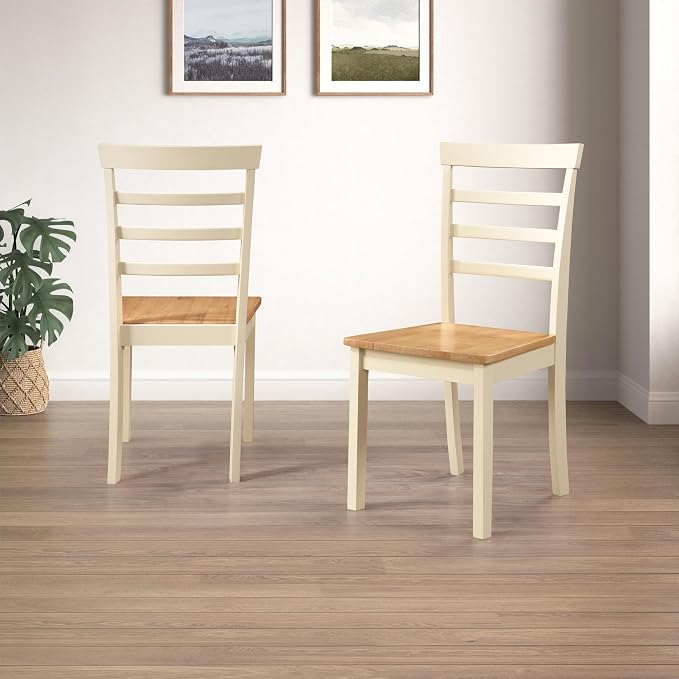 Furniturebox UK 2x Wood Dining Chair - Whitby Cream Wooden Dining ...