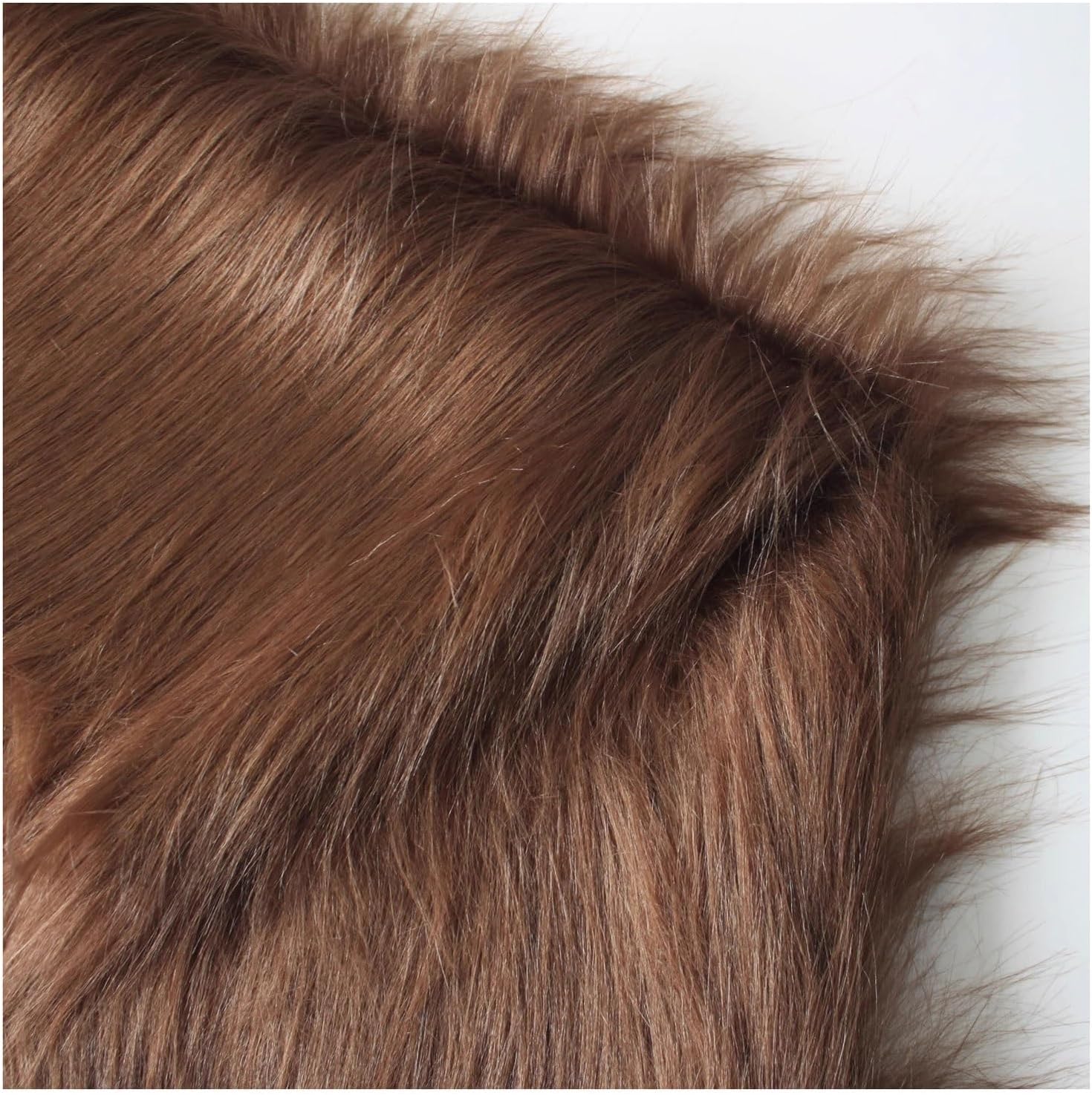Amazon.com: Brown Faux Fur Fabric 20 X 59 Inches, Shaggy Plush Fluffy ...
