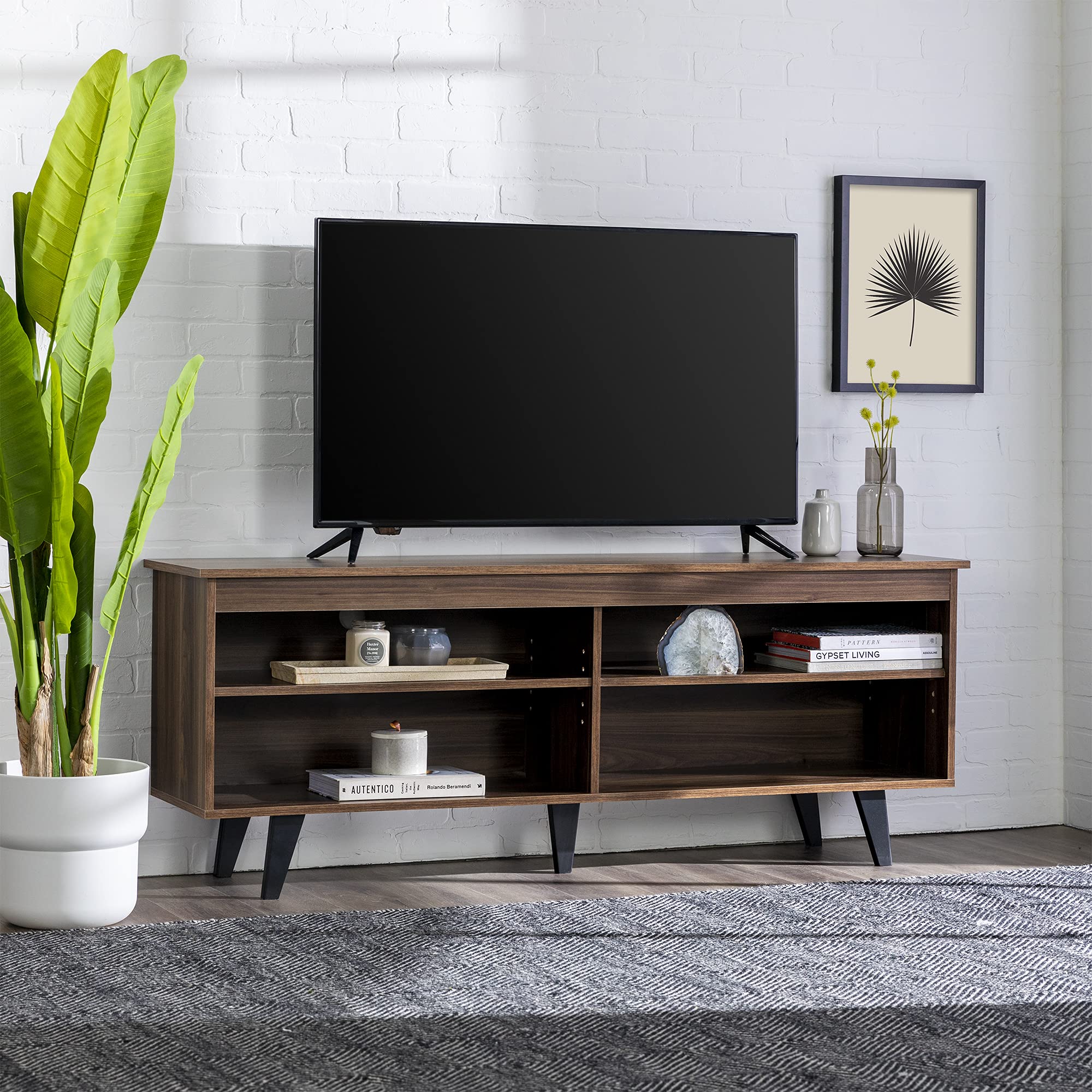 Walker Edison Rohde Contemporary 4 Cubby TV Stand for TVs up to 65 ...
