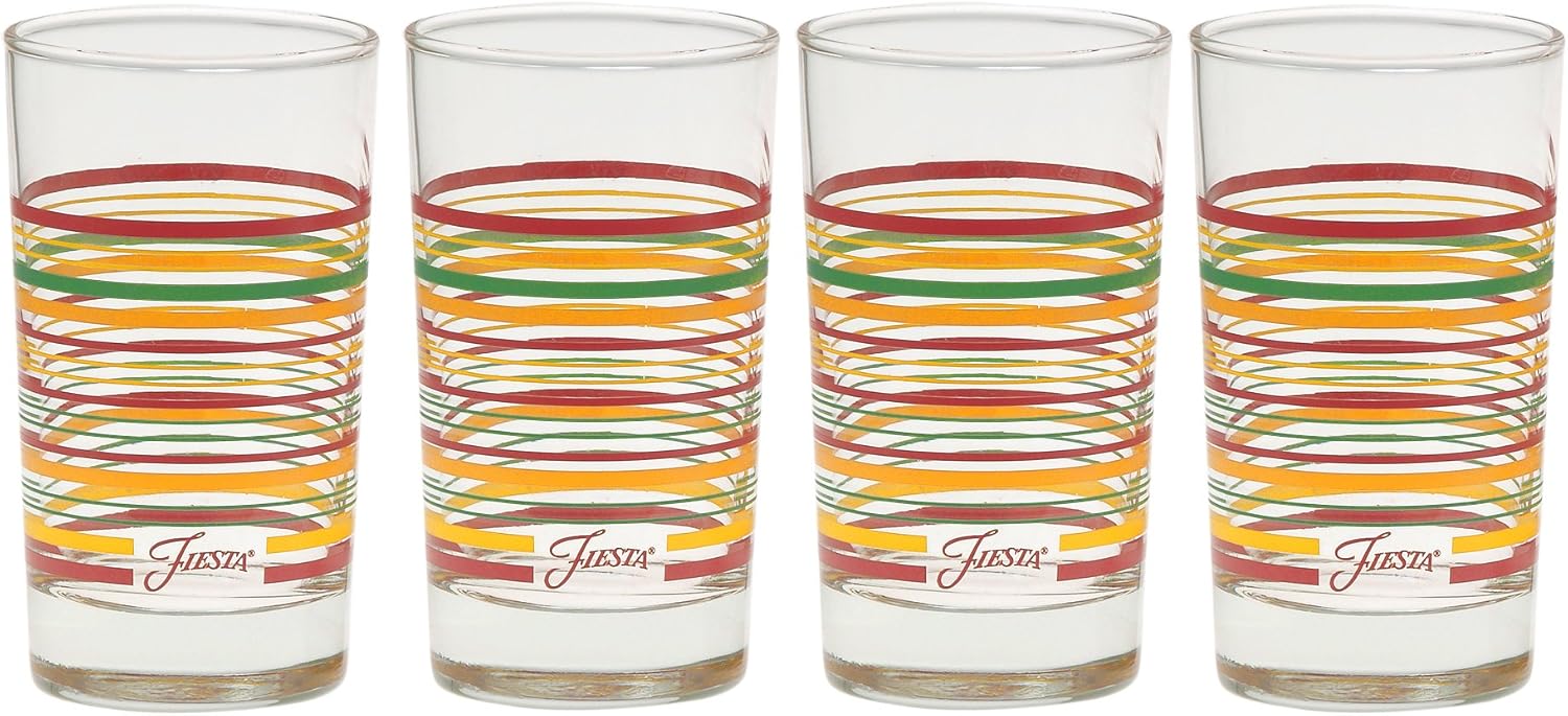 Amazon.com | Fiesta Tangerine Stripe 7-Ounce Juice Glass (Set of 4 ...