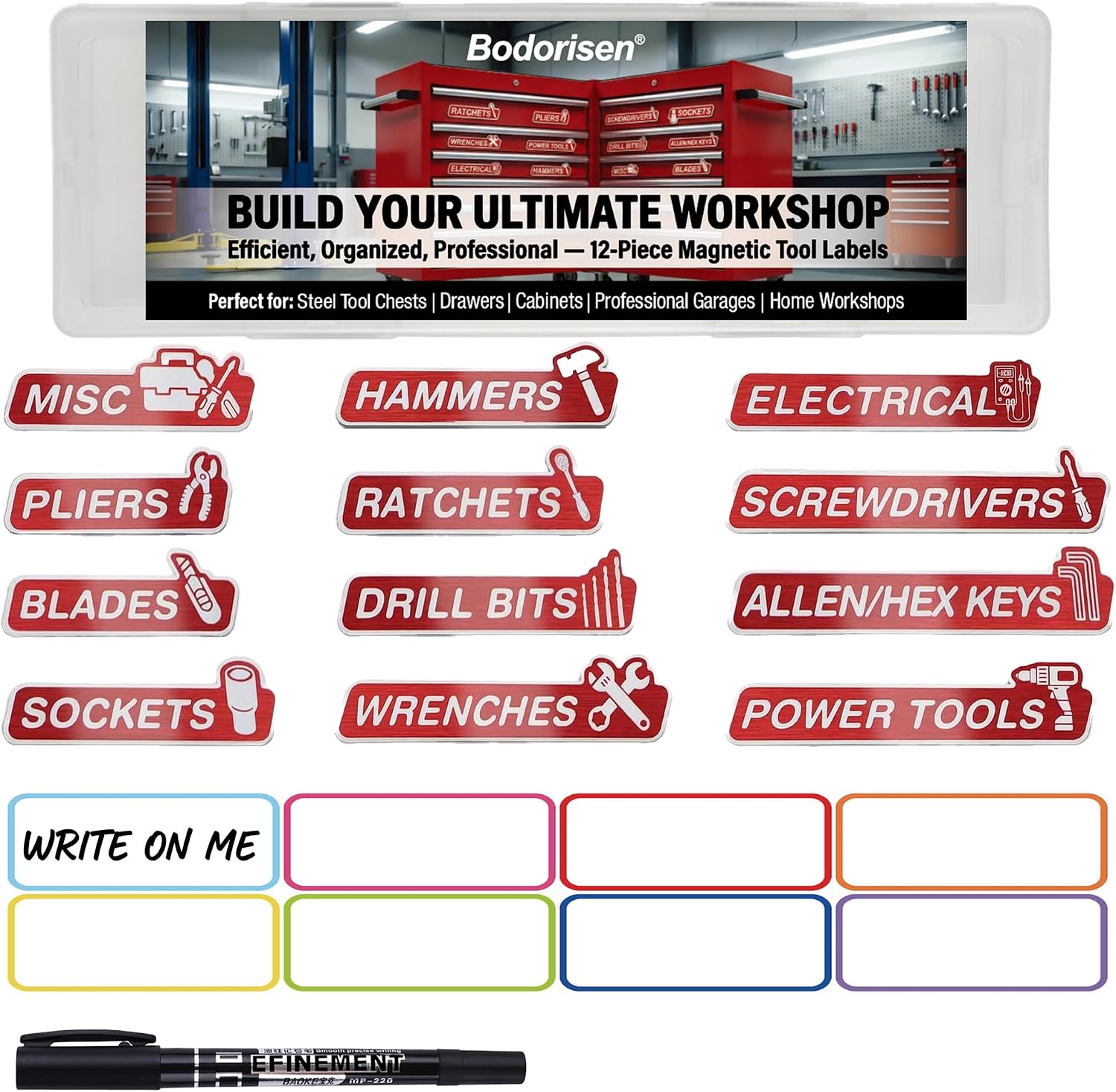 Amazon.com: 22 PCS Strong Magnetic Toolbox Labels for Steel Tool Box ...