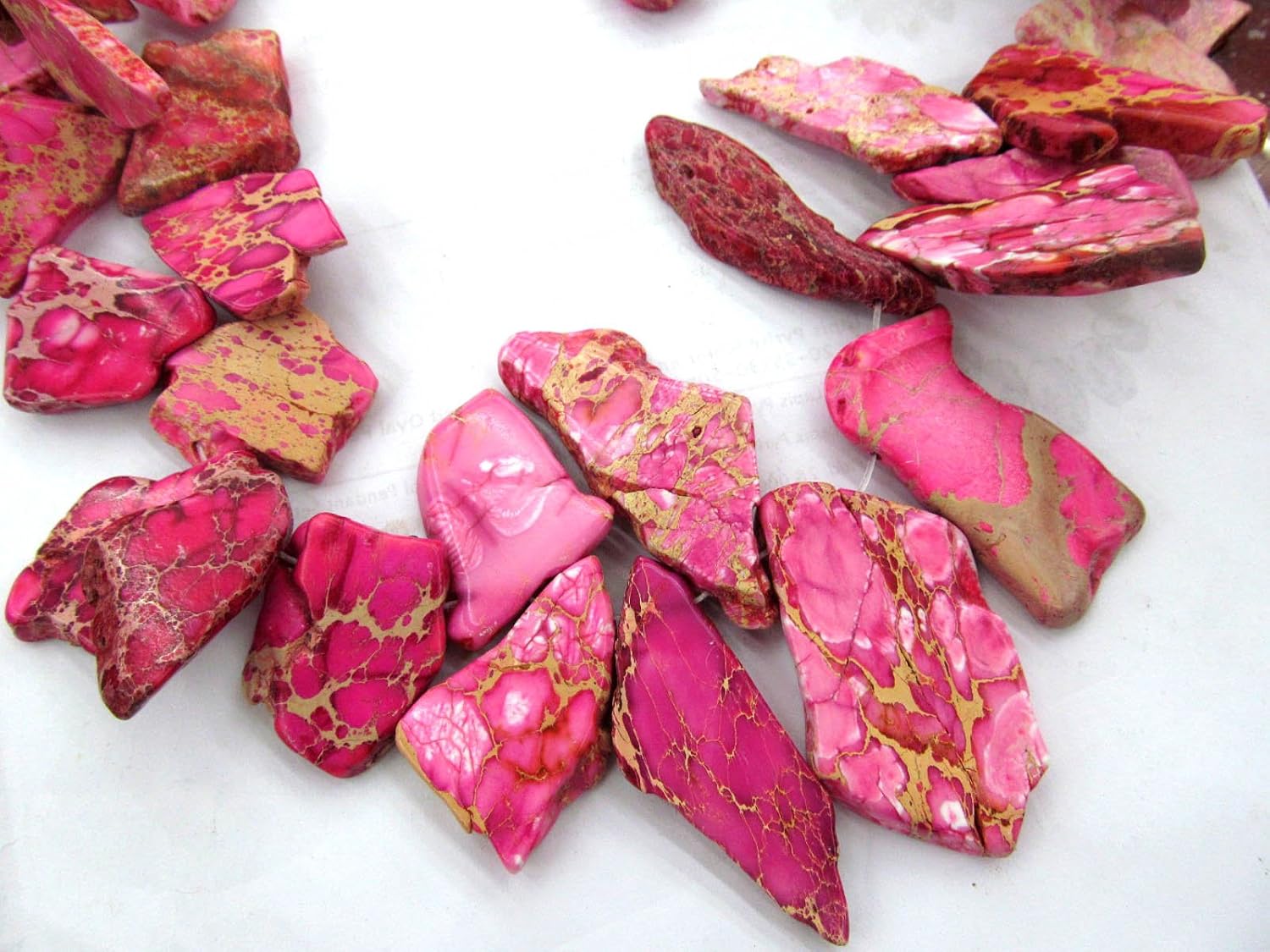 Amazon.com: Full strand 17" Cherry pink red Jasper STATEMENT Necklace ...