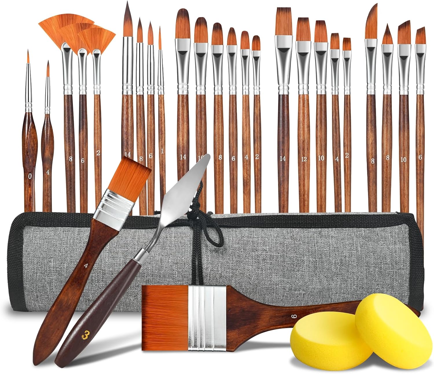 Amazon.com: 29 pcs Paint Brush Set,GETHPEN Acrylic Paint Brushes,Artist ...