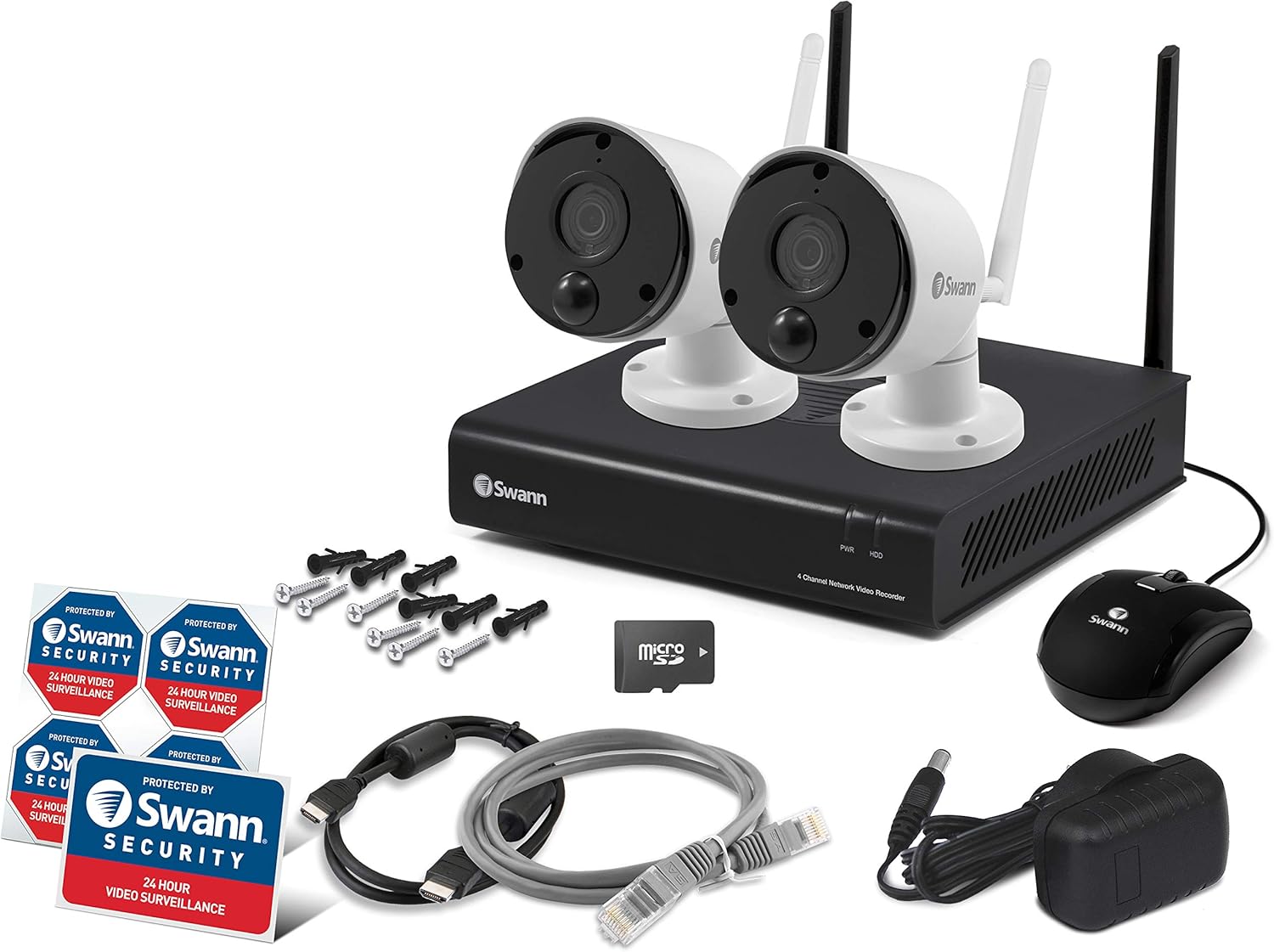 Swann Wi-Fi 4 Channel 1080p Security Camera Kit, NVW-490 and 2 x 4K ...