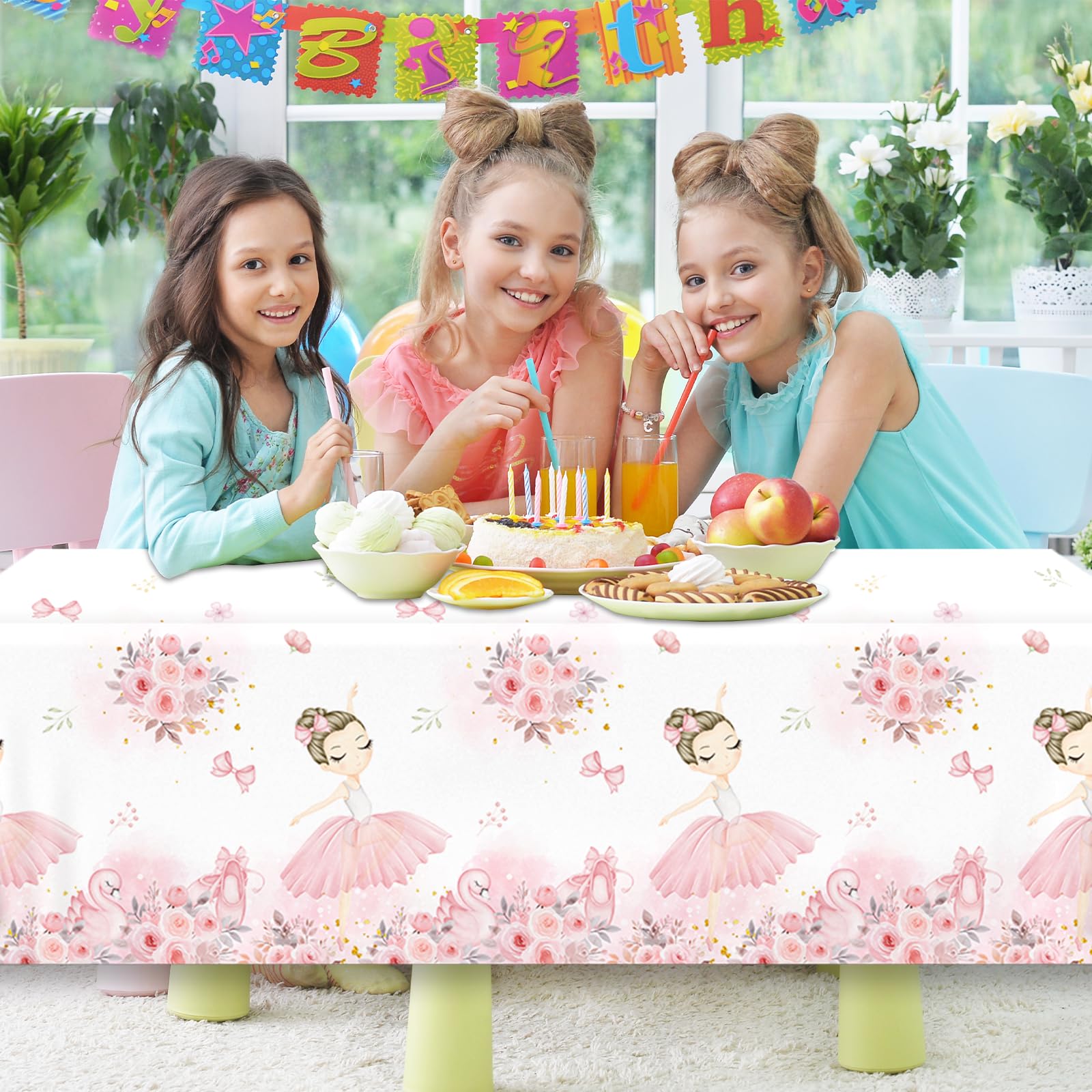 Snapklik.com : Pink Ballerina Tablecloths 3 Pieces Birthday Party ...