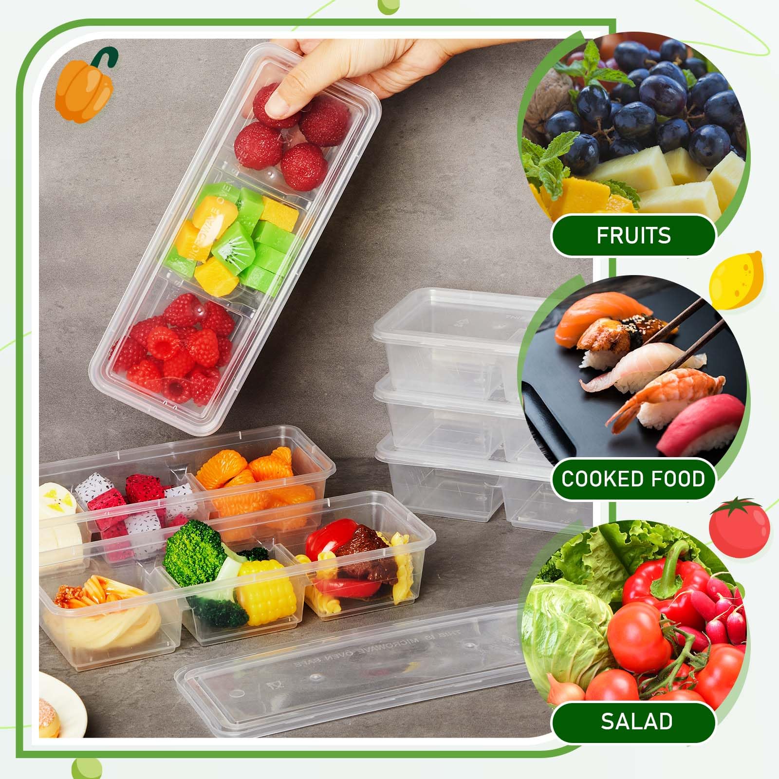 Snapklik.com : Hushee 100 Pack 17 Oz Small Meal Prep Containers 3 ...