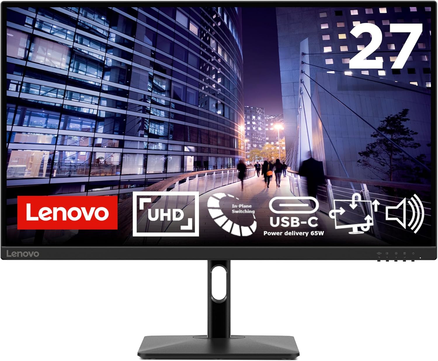 Lenovo N27p Monitor 27" UHD (3840x2160), IPS, 4ms, 60Hz, Altoparlanti ...