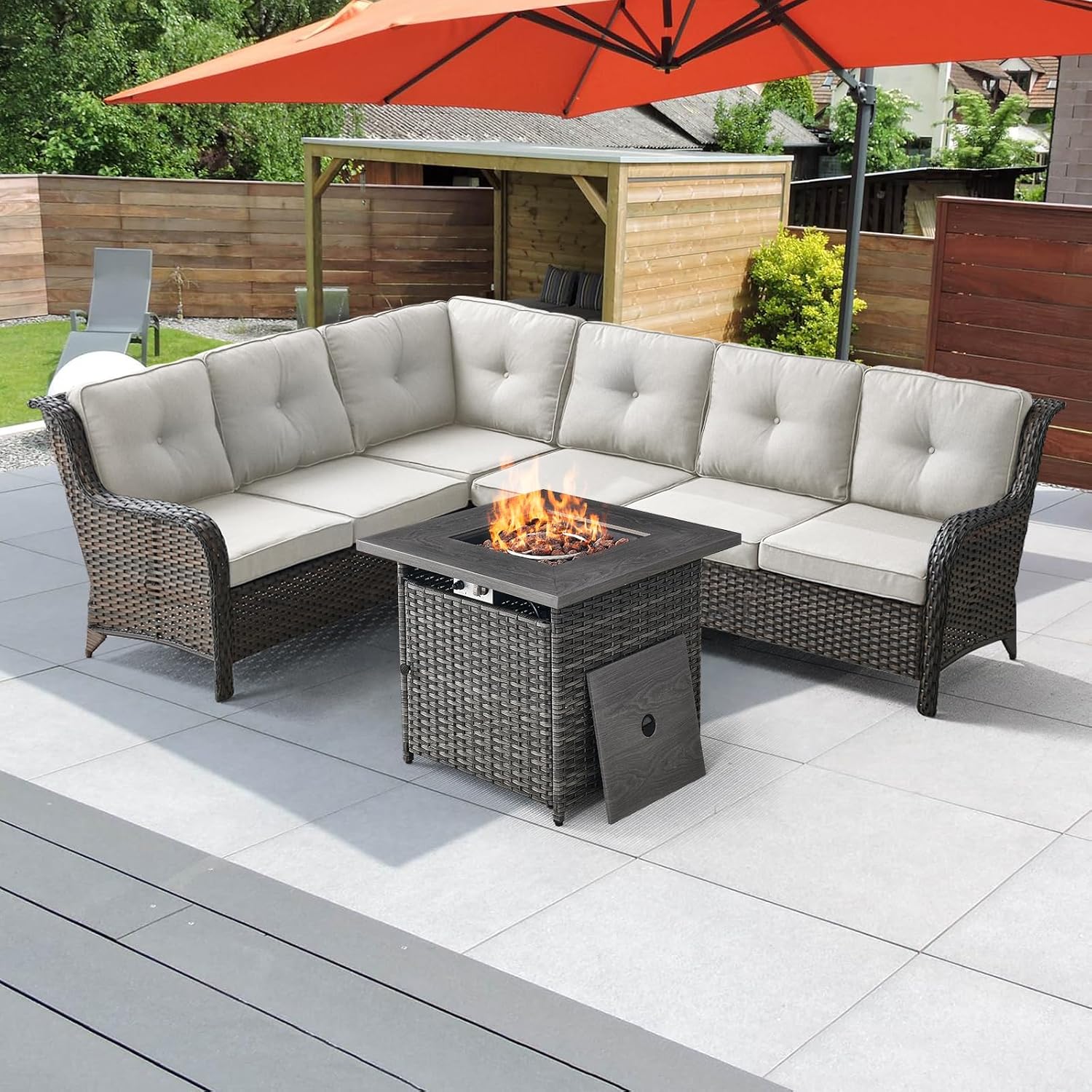 Amazon.com: Brown Wicker Patio Furniture Set - Rattan Conversation Sets ...