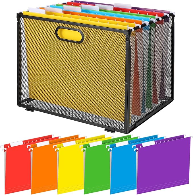 Amazon.com : Estune Hanging File Organizer Mesh File Folder Box Metal ...