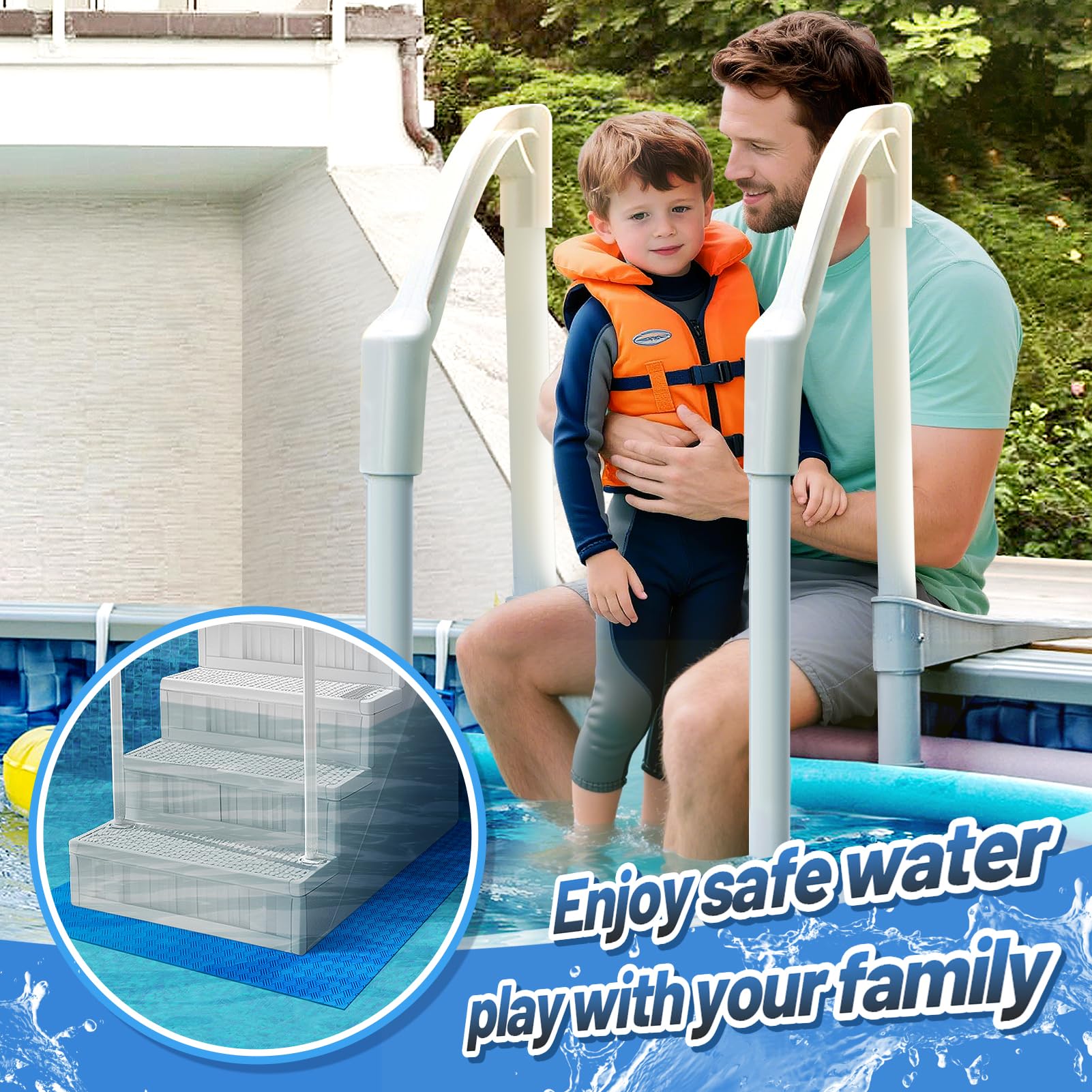 Snapklik.com : Swimming Pool Ladder Step Mat - 36 36in Large Non-Slip ...