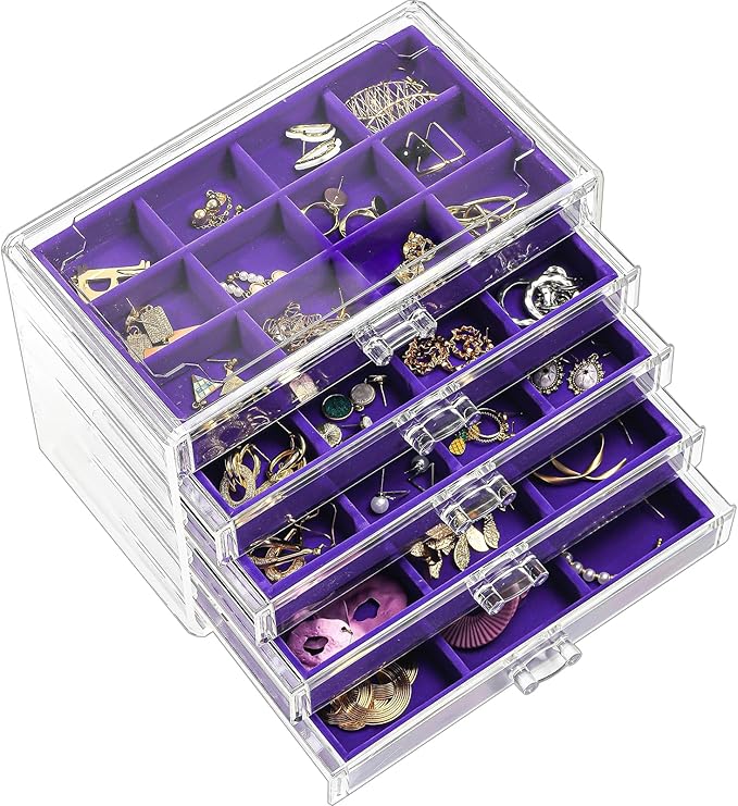 Amazon.com: ProCase Earring Holder Organizer Jewelry Box with 5 Drawers ...