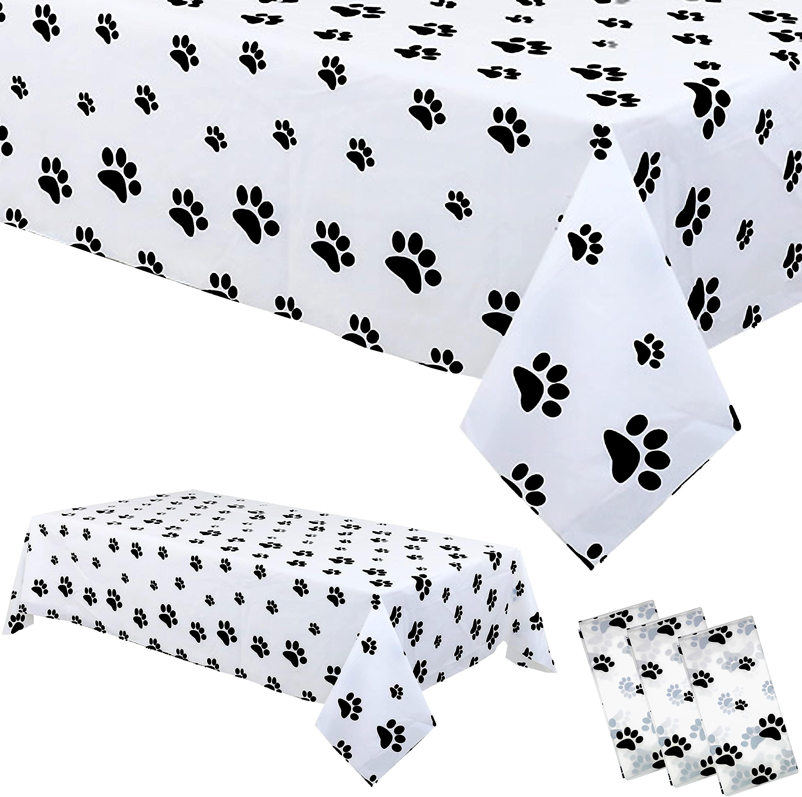 Amazon.com: QEYMN Puppy Paw Print Plastic Tablecloth Table Cover, 2 ...
