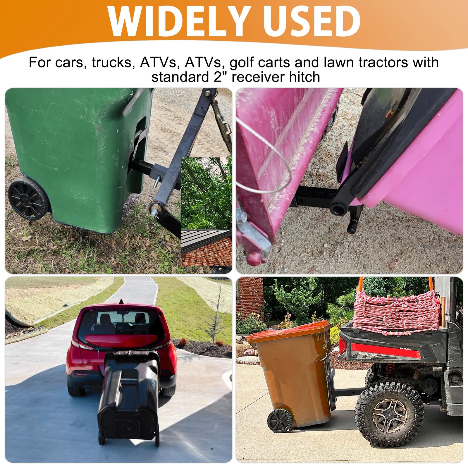 Snapklik.com : 2" Trash Can Hauler Grabber Hitch Reciever, Garbage ...