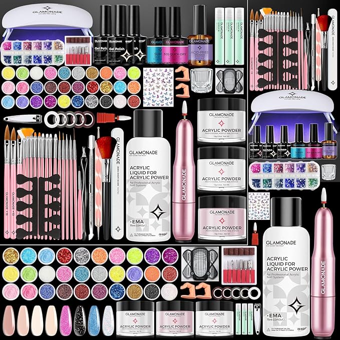Amazon.com: Glamonade Acrylic Nail Kit for Beginners: Professional ...