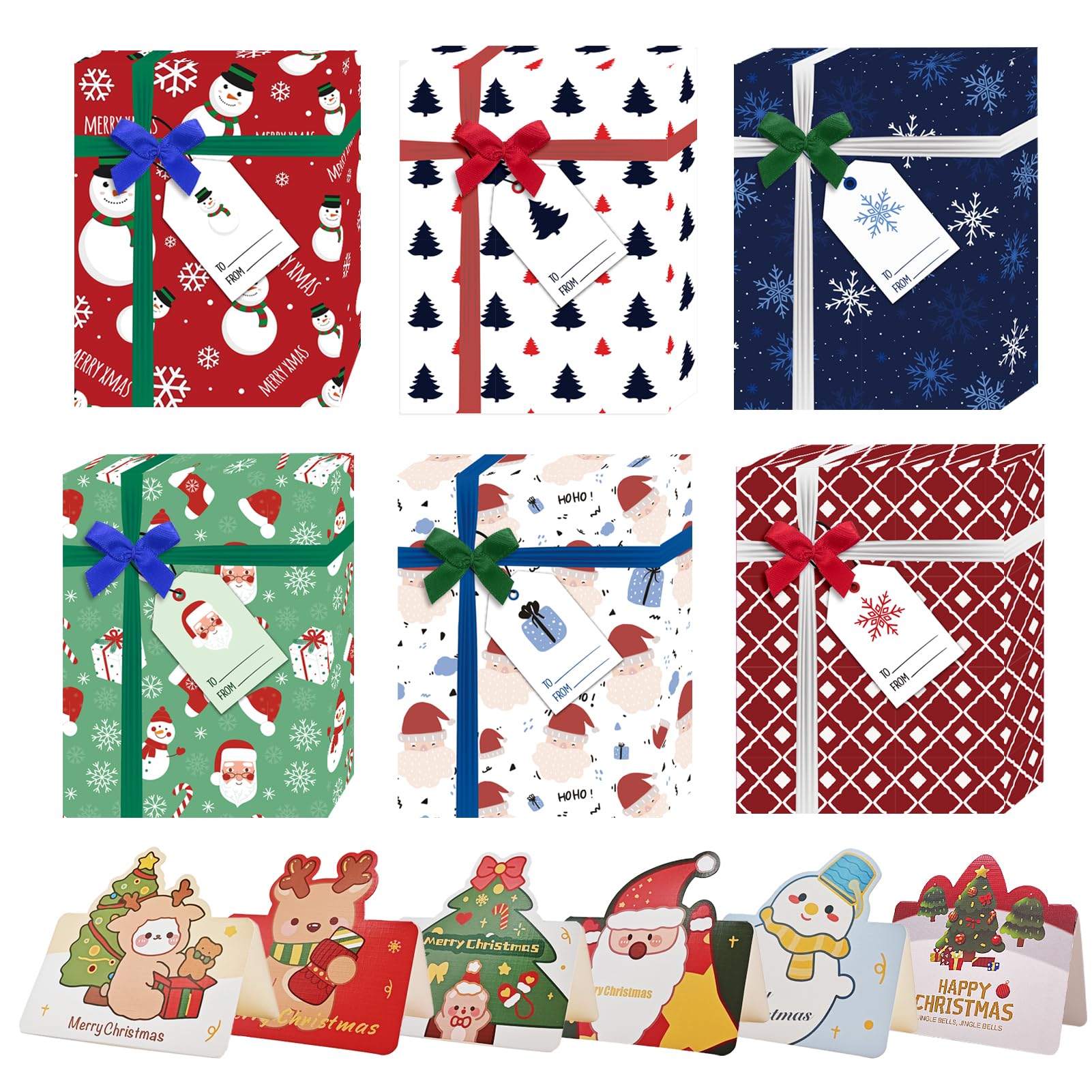 Amazon.com: Christmas Gift Card Boxes Holder with Bows and To From Tags ...