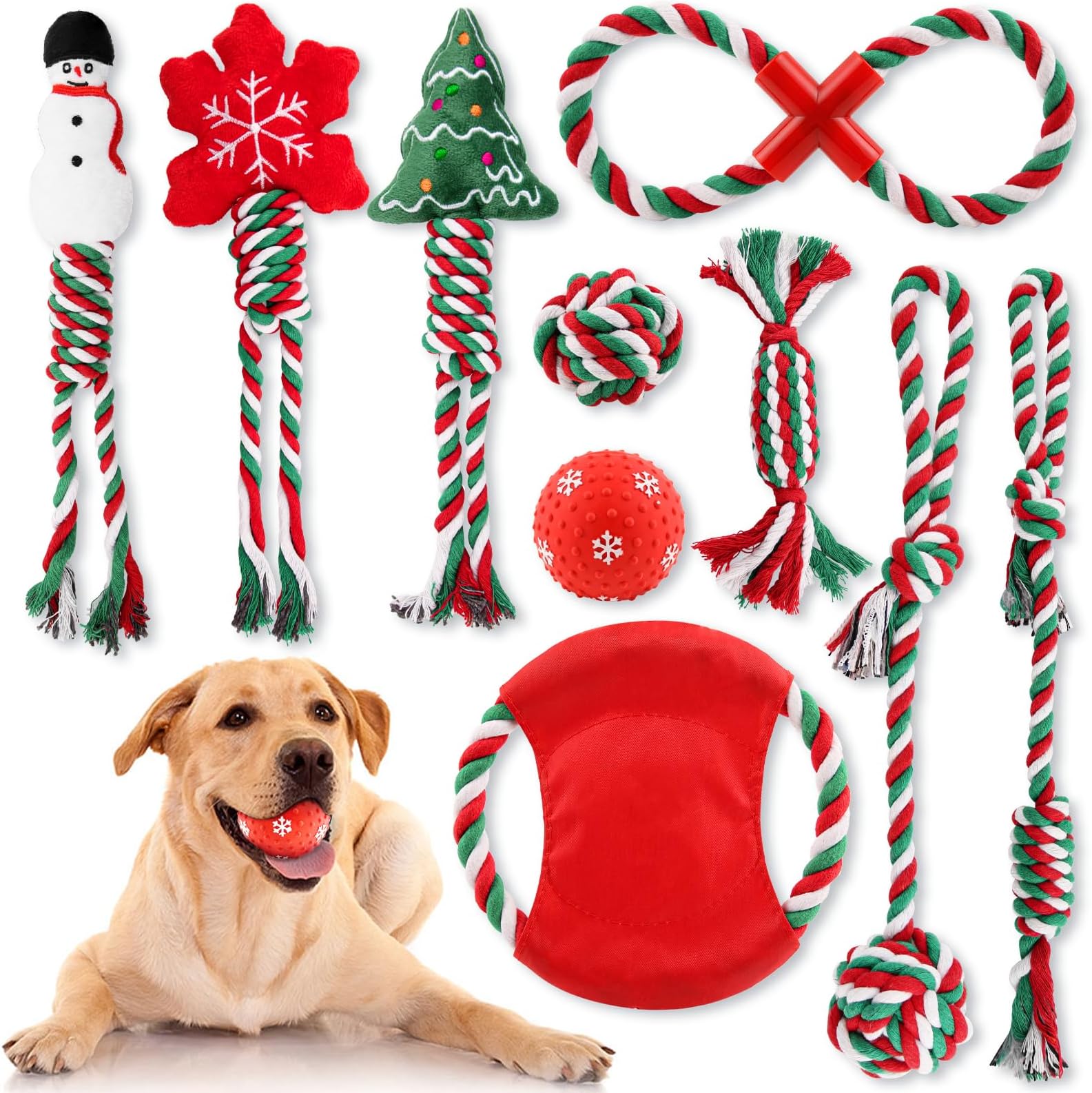 Kapetgo 10 Pack Christmas Small Dog Toys - Puppy Chew Toys with Rope ...