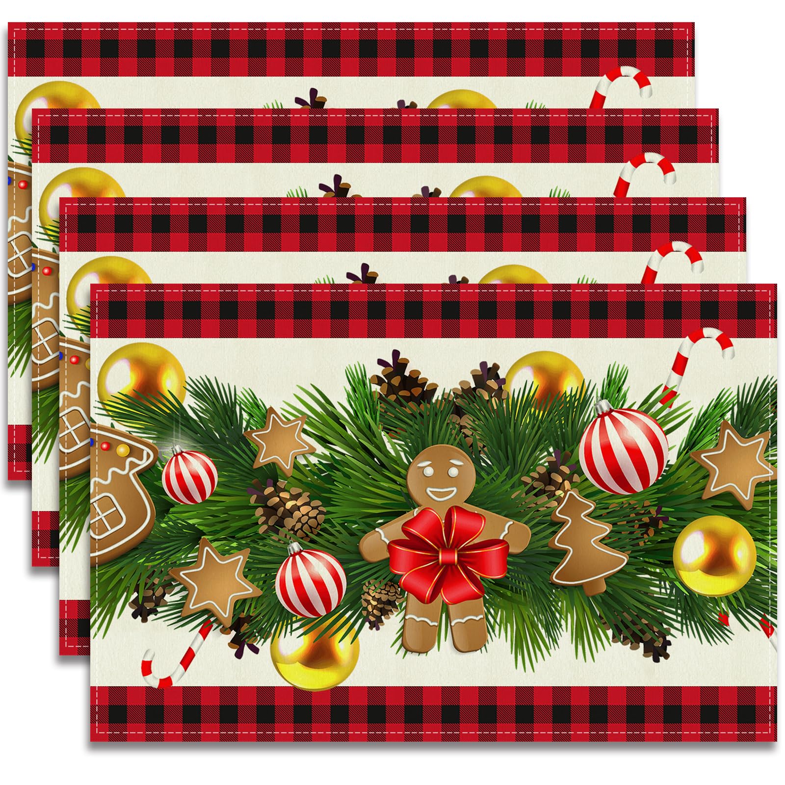 Amazon.com: Christmas Decorations,Christmas Placemats Set of 4,12x18In ...