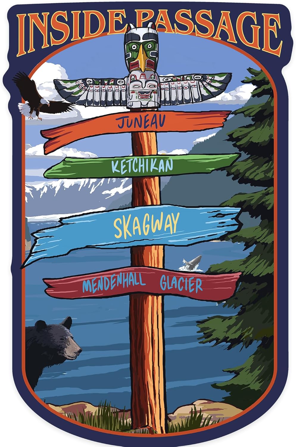 Amazon.com: Die Cut Sticker Inside Passage, Alaska, Destination Sign ...