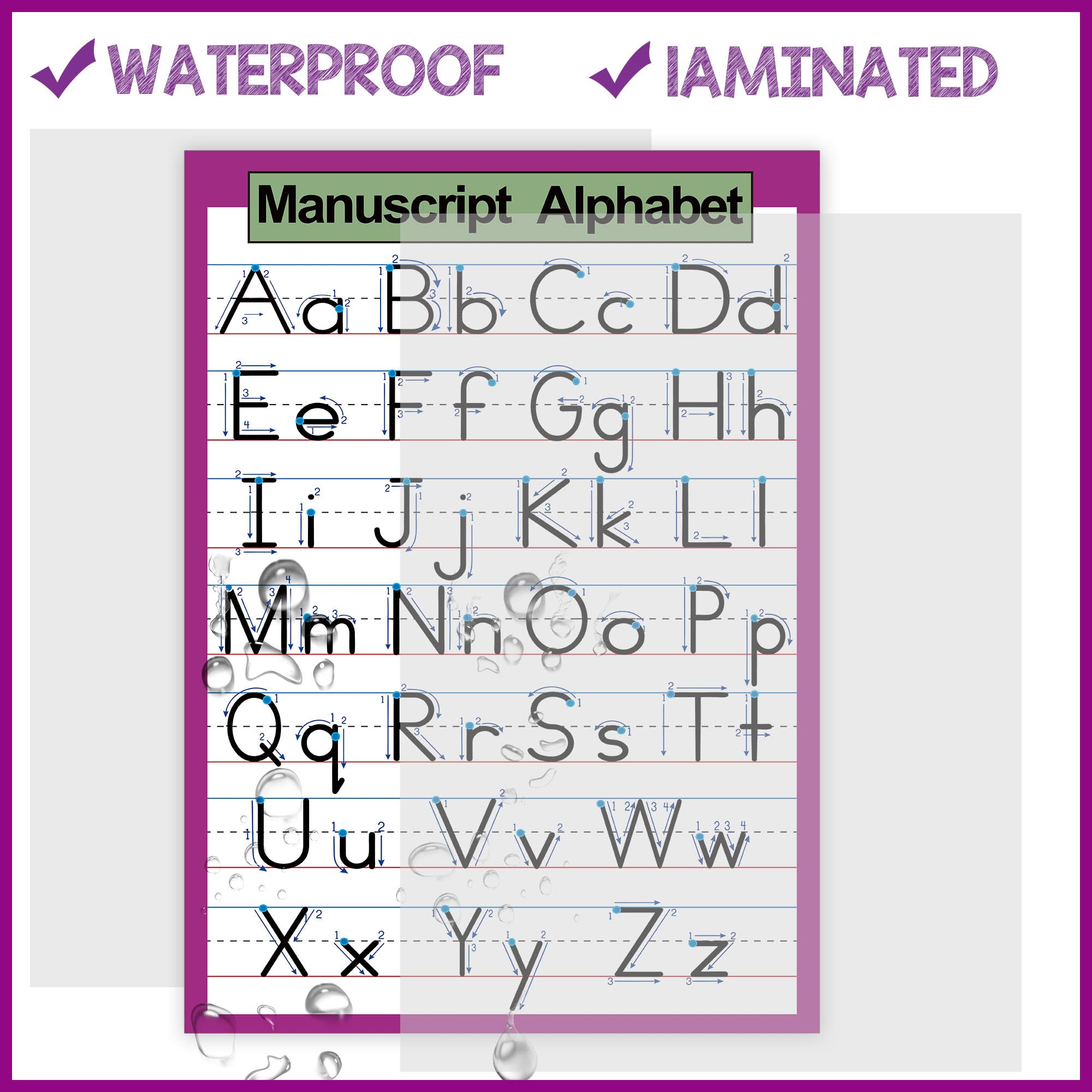 Snapklik.com : Cursive & Manuscript Alphabet Writing Chart Educational ...