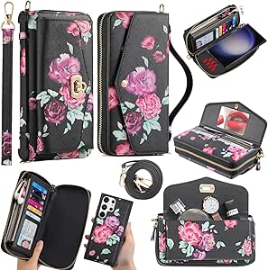 Amazon.com: Furill Wallet Case for Samsung Galaxy S23 Ultra 5G Detachable Crossbody Shoulder ...