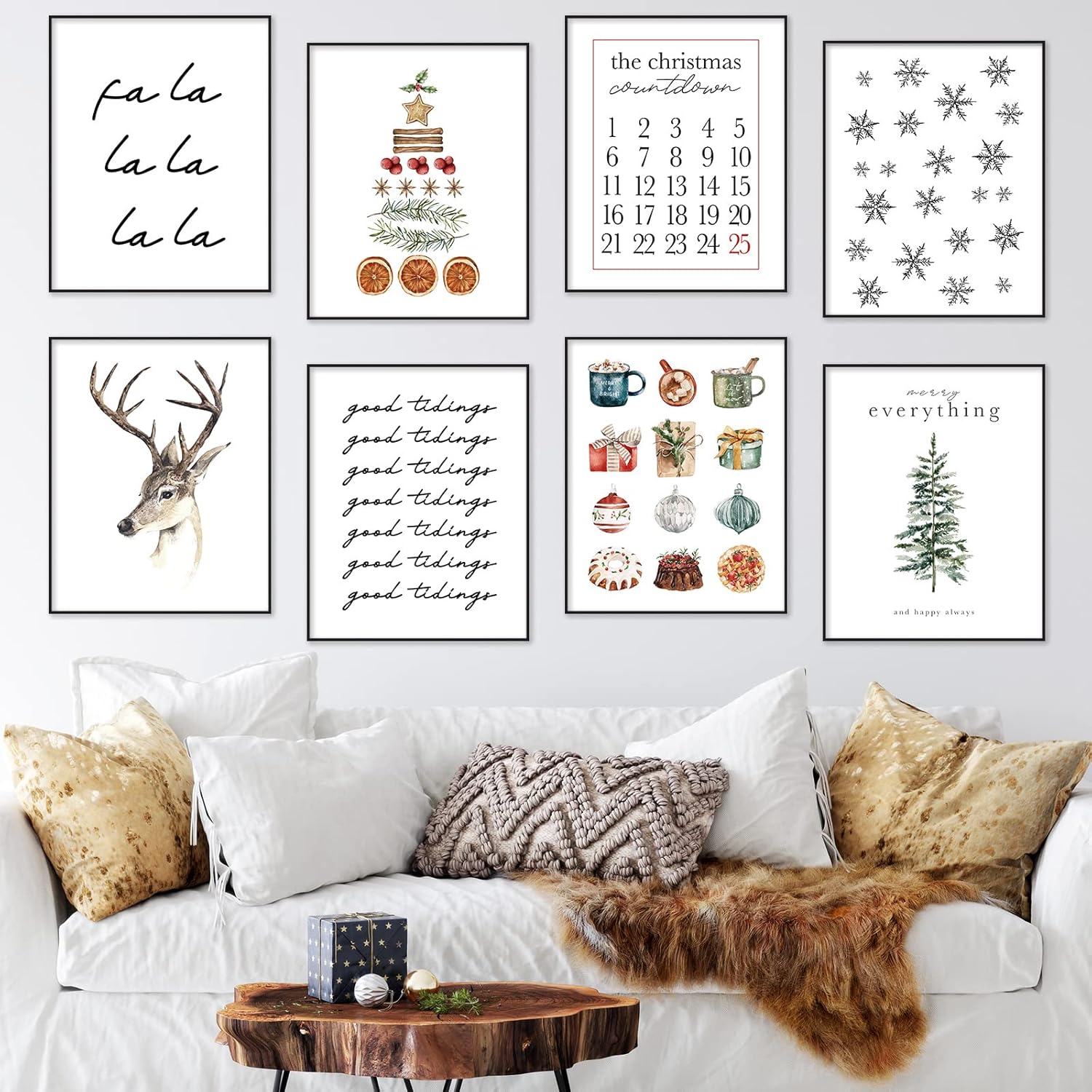 Amazon.com: AnyDesign 12Pcs Christmas Wall Art Prints Minimalist ...