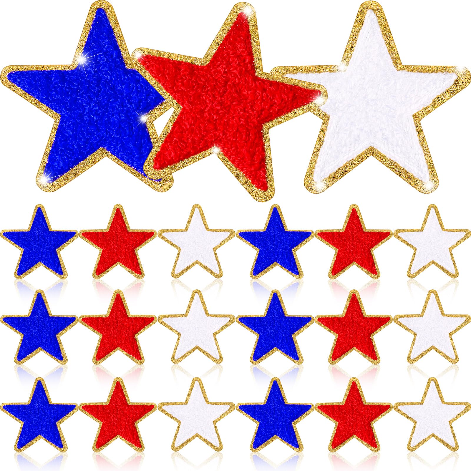 Amazon.com: Jexine 32 Pieces Chenille Star Patches Self Adhesive Small ...
