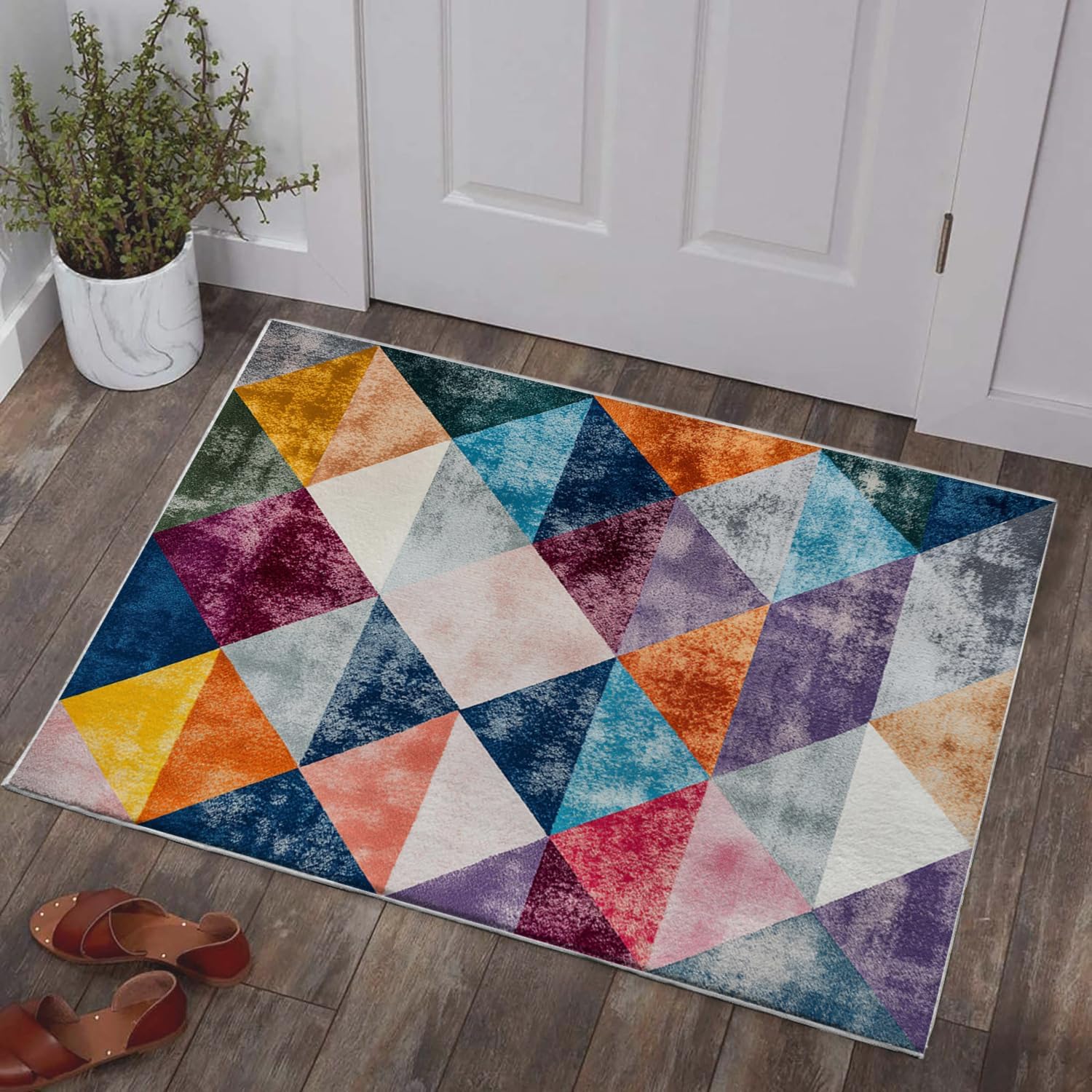 Amazon.com: 2x3 Area Rug Colorful Geometric Rugs for Bathroom Entryway ...