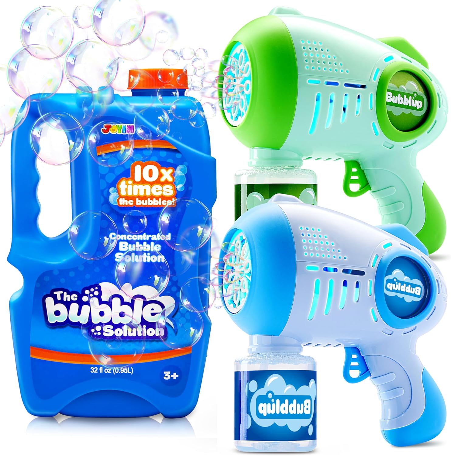 Amazon.com: JOYIN 32 oz Bubble Concentrated Solution Refills, 2 Packs Bubble Guns with 4 Bottles ...