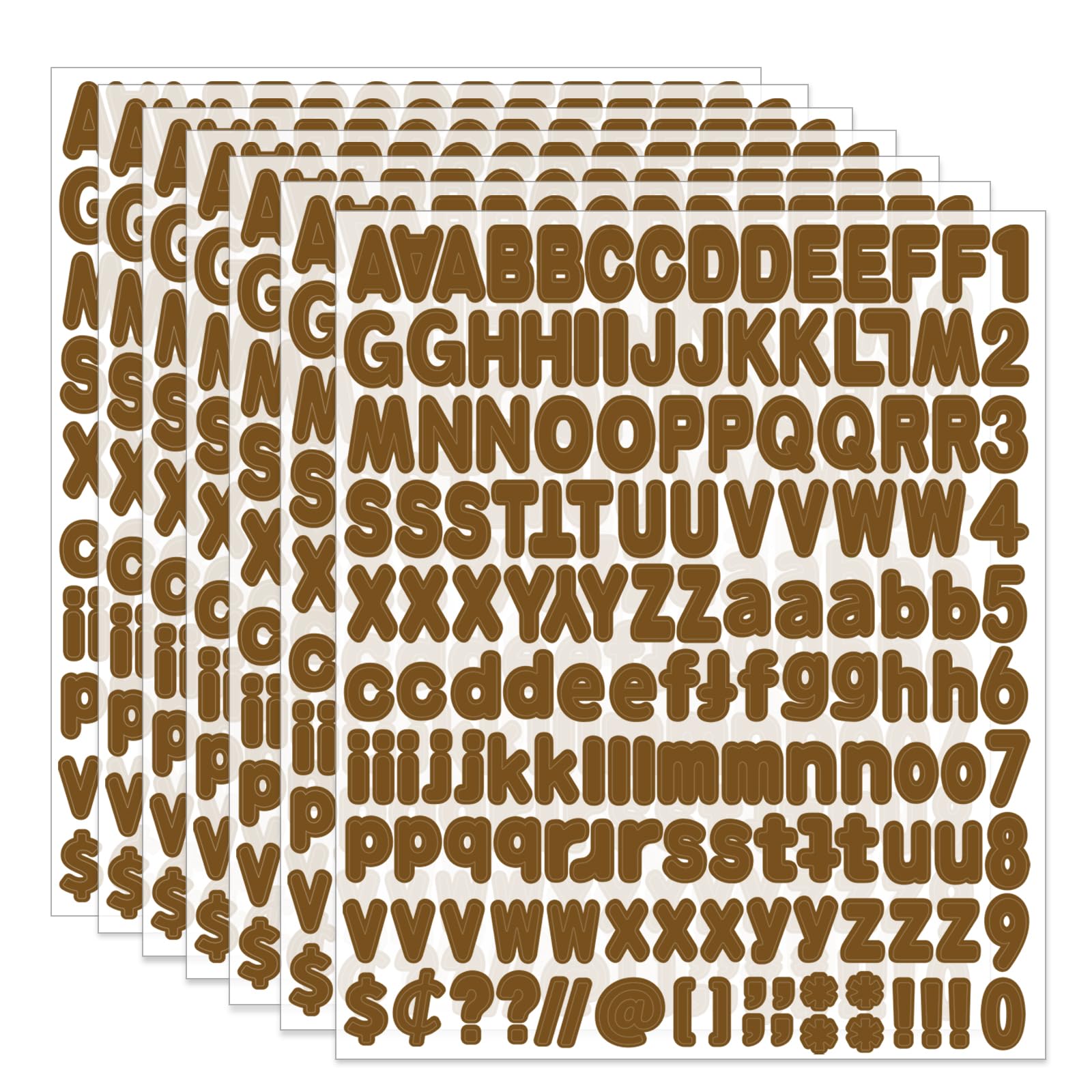 Amazon.com: Alphabet Sticker,1''Inch 12 Sheets Brown Letter Stickers ...