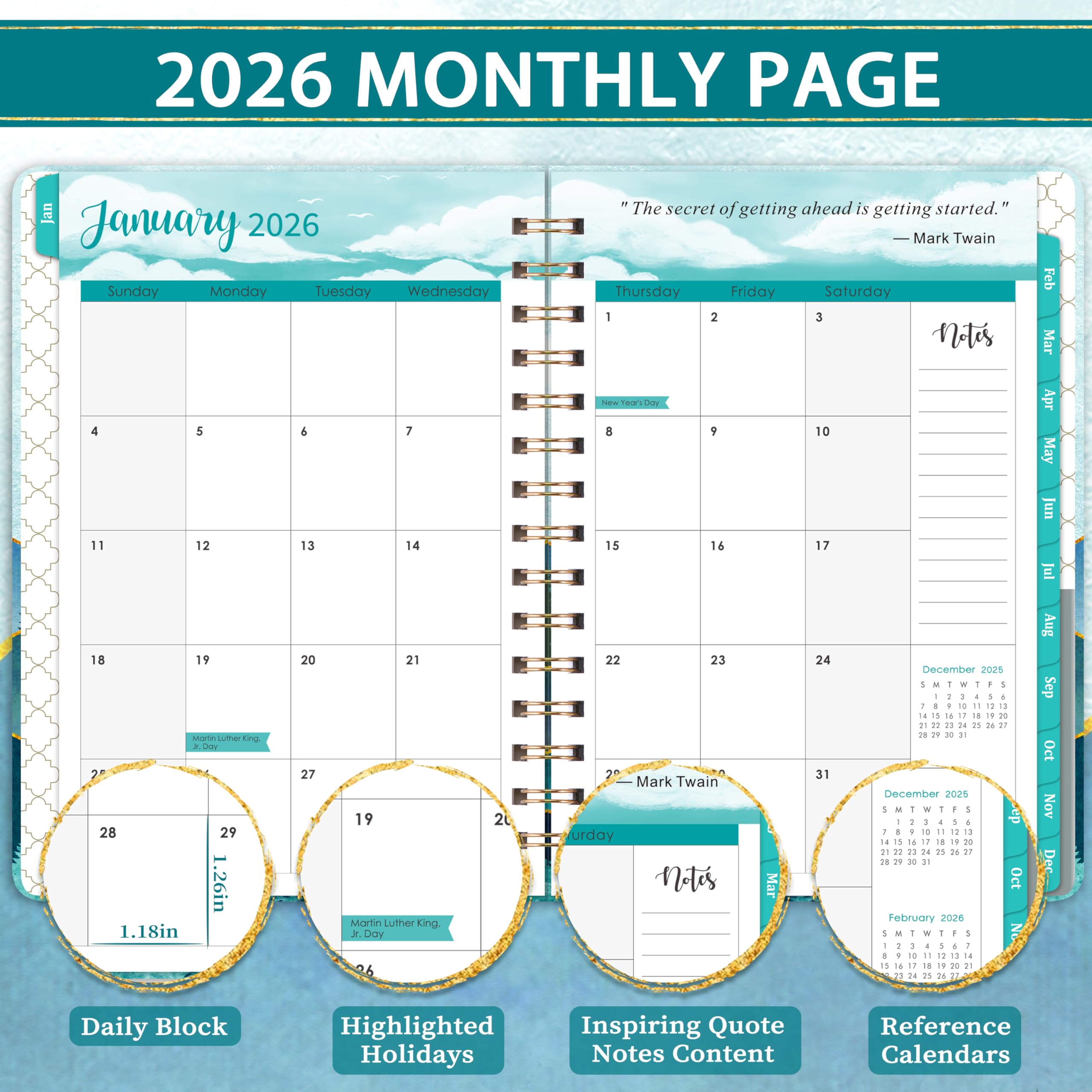 Snapklik.com : 2026 Planner - Planner 2026, 6.3" X 8.4", Jan.2026 - Dec ...