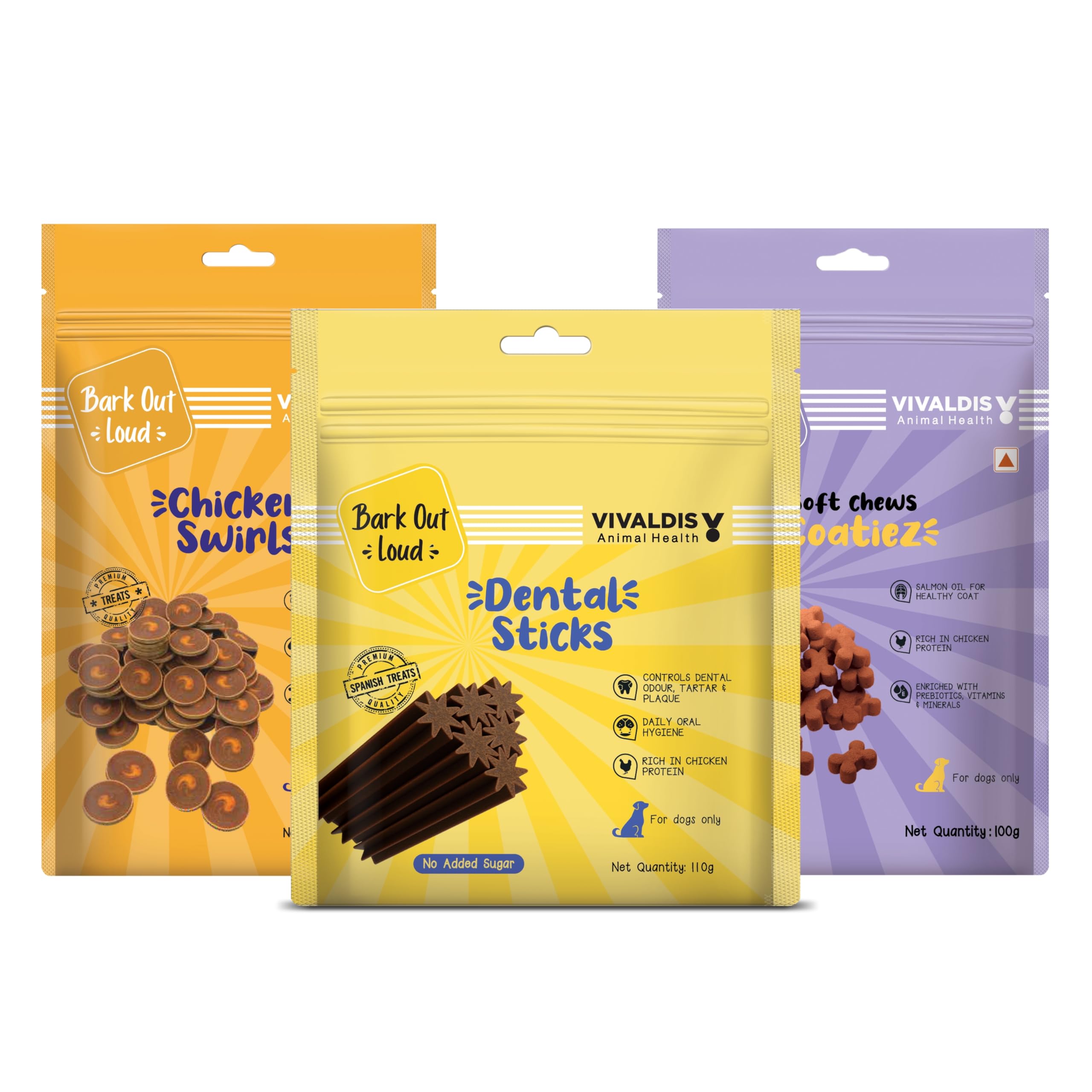 Buy BARK OUT LOUD By Vivaldis - Dog Treats Combo Of Dental Sticks ...