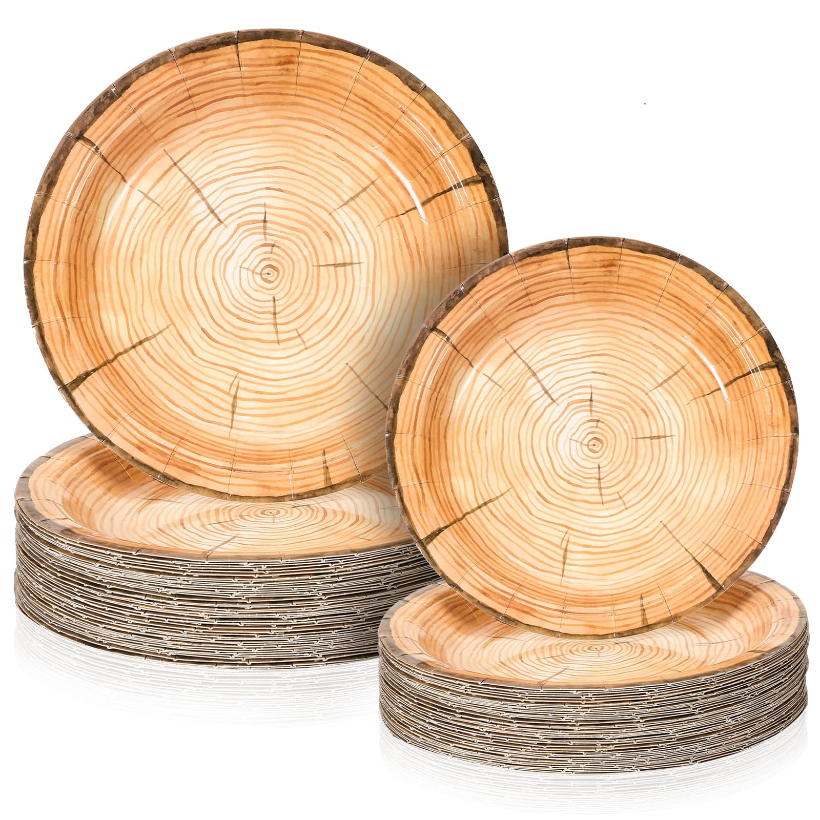 Amazon.com: Tioncy 50 Pieces 100 Pieces Wood Grain Paper Plates 7" 9 ...