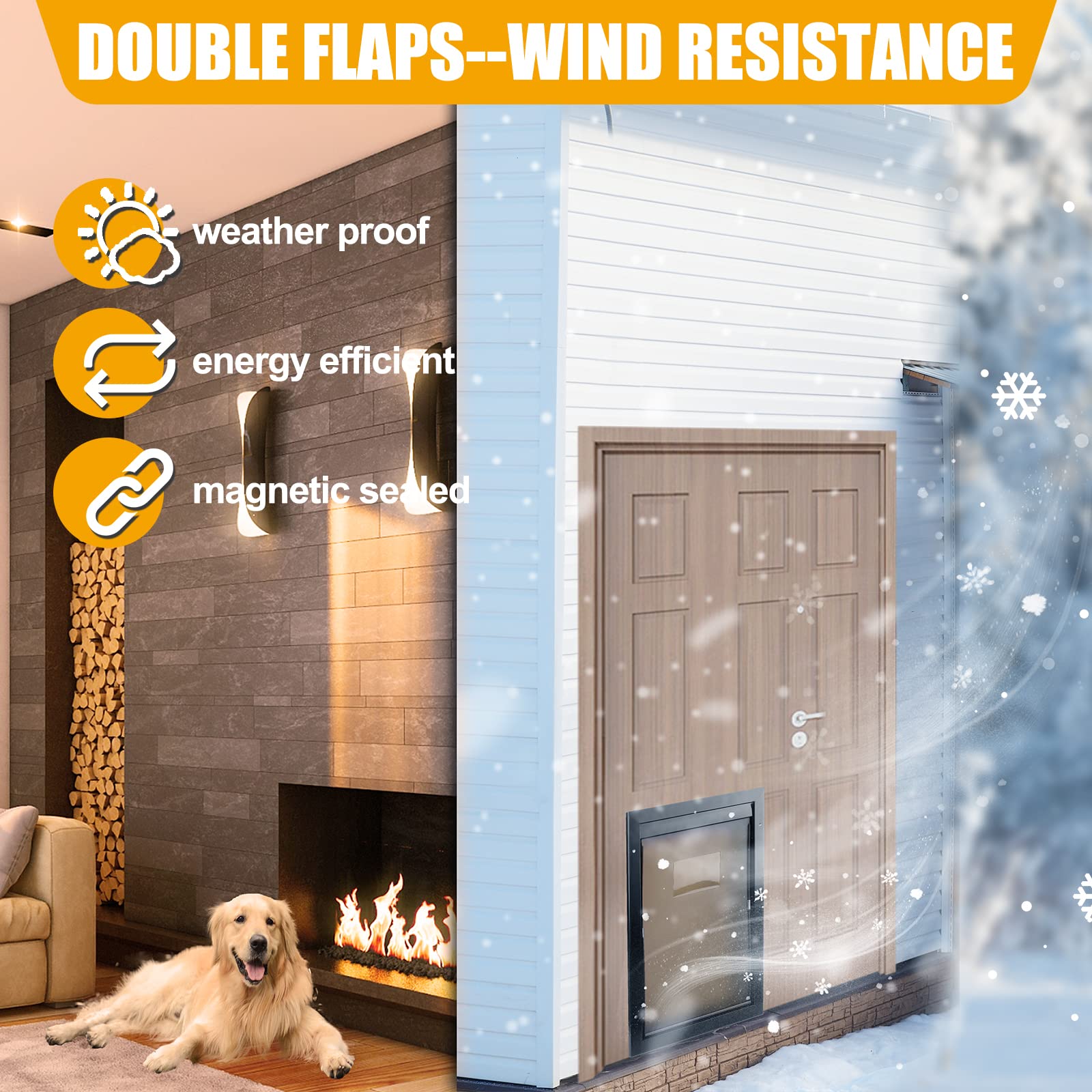 Snapklik.com : Large Dog Door For Interior Exterior Doors, Heavy Duty ...