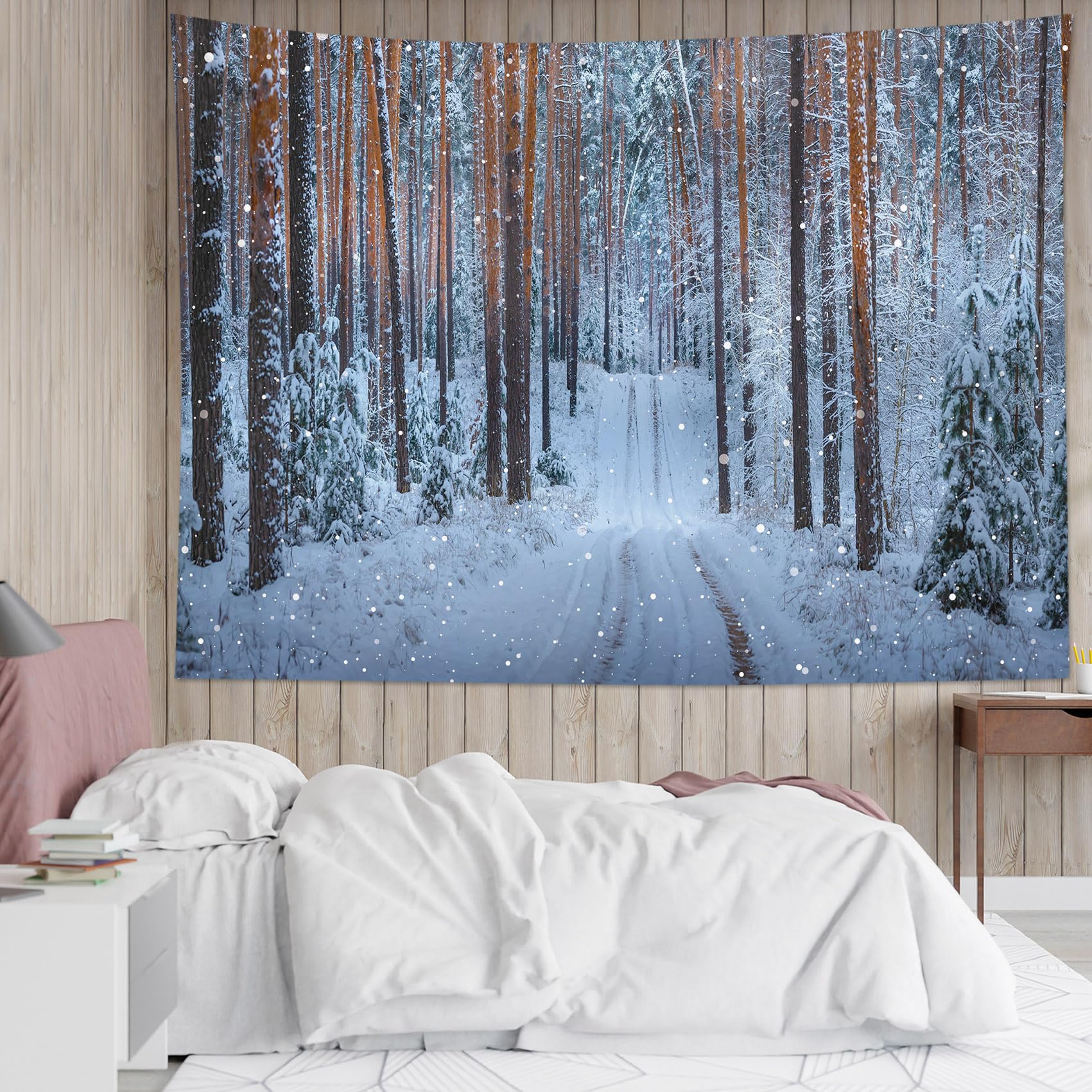 Amazon.com: LB Winter Forest Tapestry, Christmas Brown and Green Pine ...