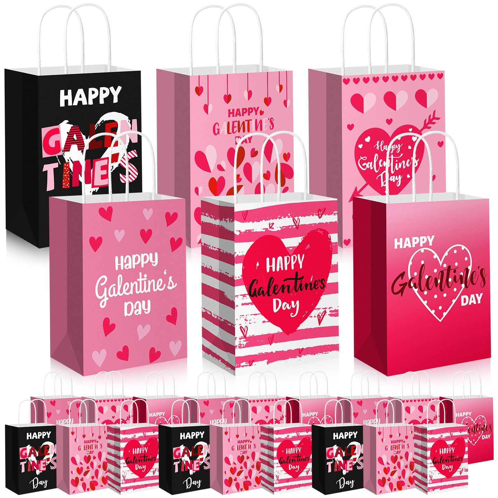 Amazon.com: Skyygemm 30 Pcs Happy Galentine's Day Paper Gift Bags with ...