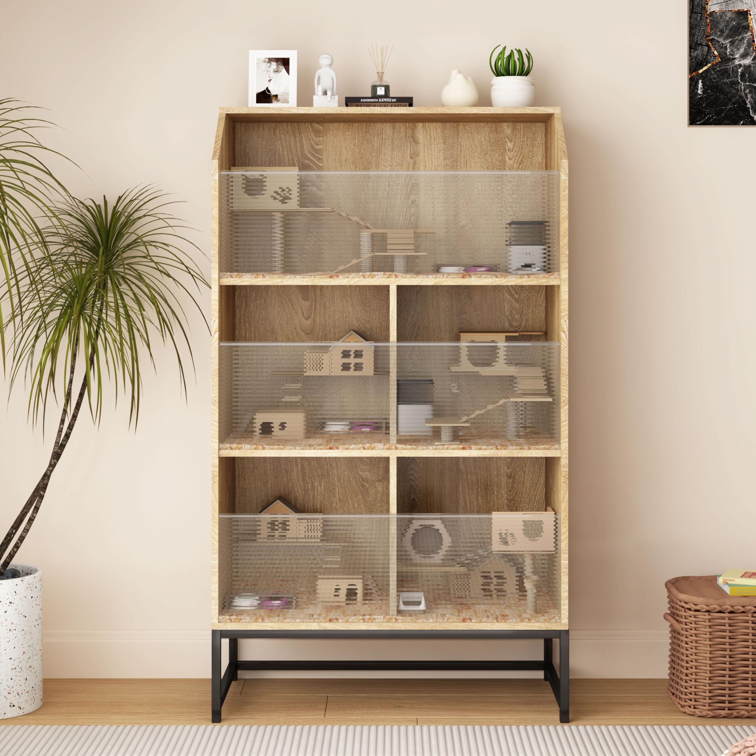 Amazon.com : Wooden Hamster Cage Furniture with Storage Cabinet, Small ...