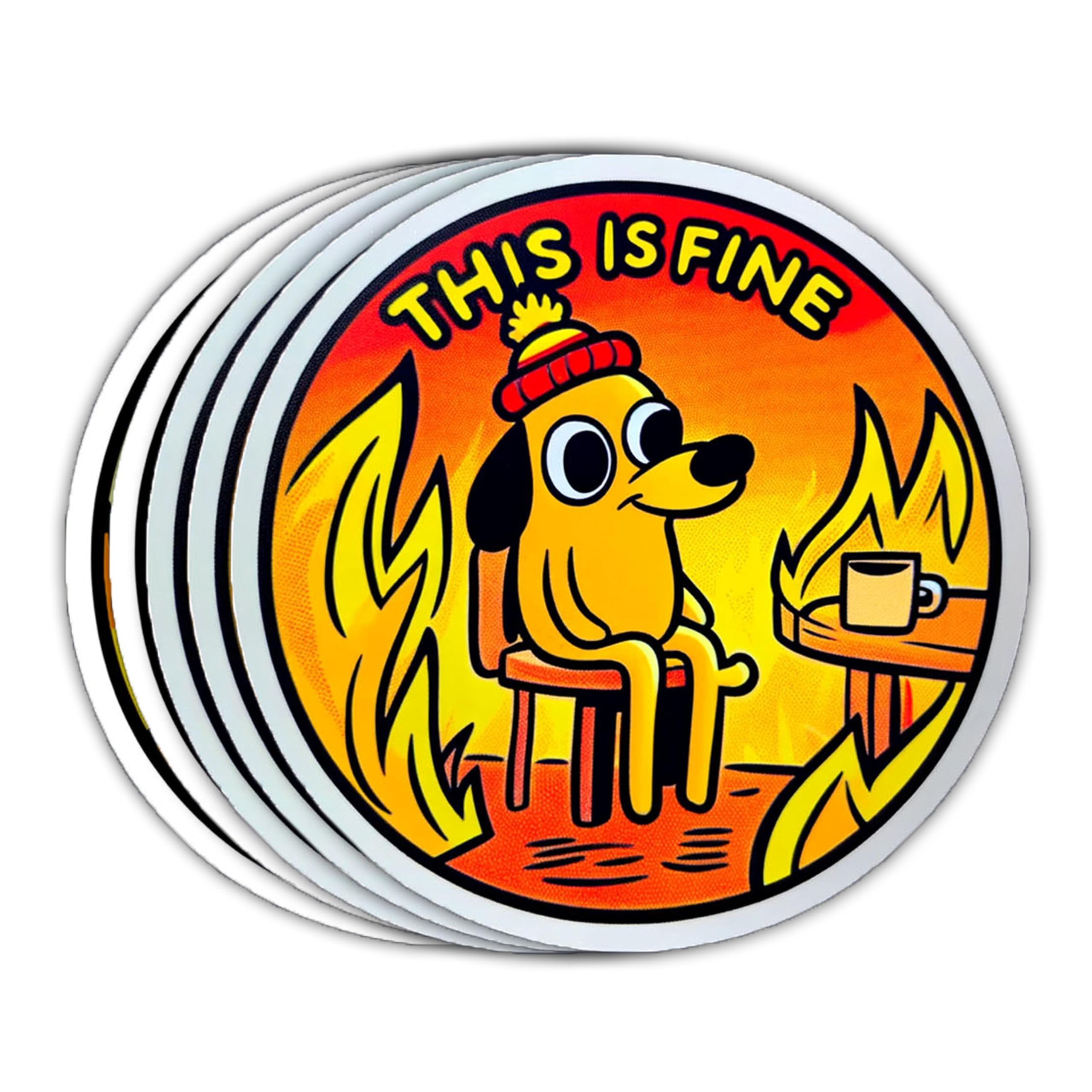 Amazon.com: MONRADO 5PCS 3.2"" This is Fine Meme Sticker Dog Fire ...