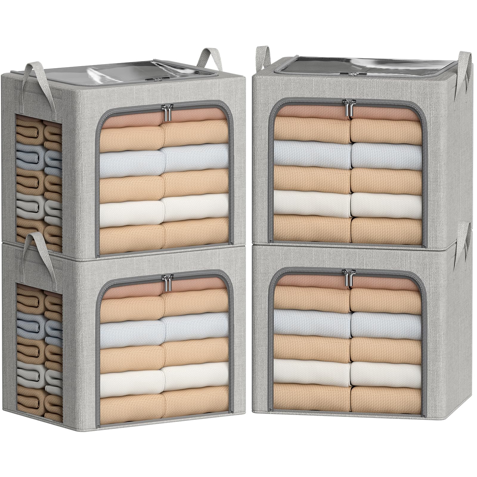 Amazon.com: Clothes Storage Bins 4 Pack Foldable Storage Organizer Bin ...