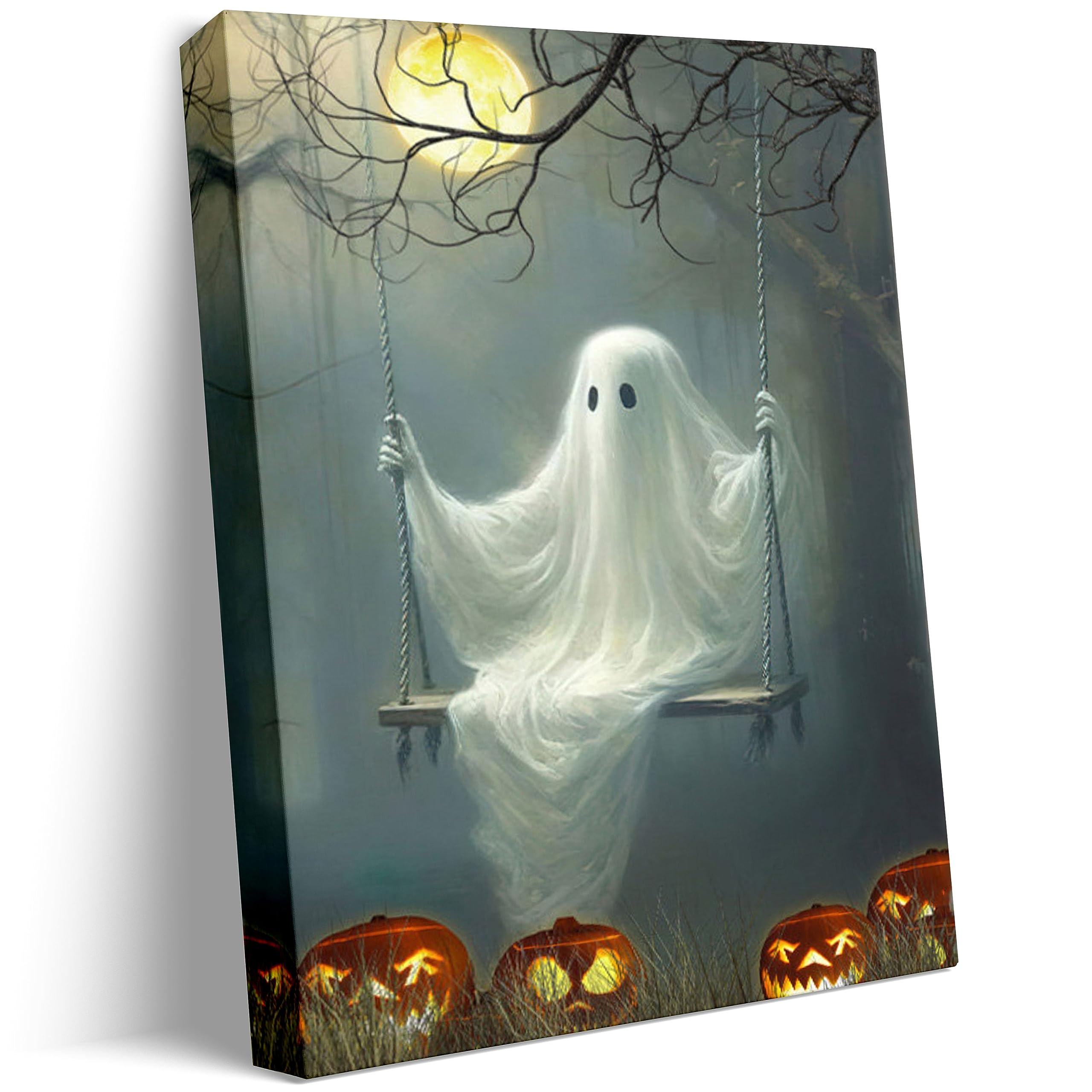 Amazon.com: Ghost On Swing Poster Halloween Decor Cute Little Ghost ...