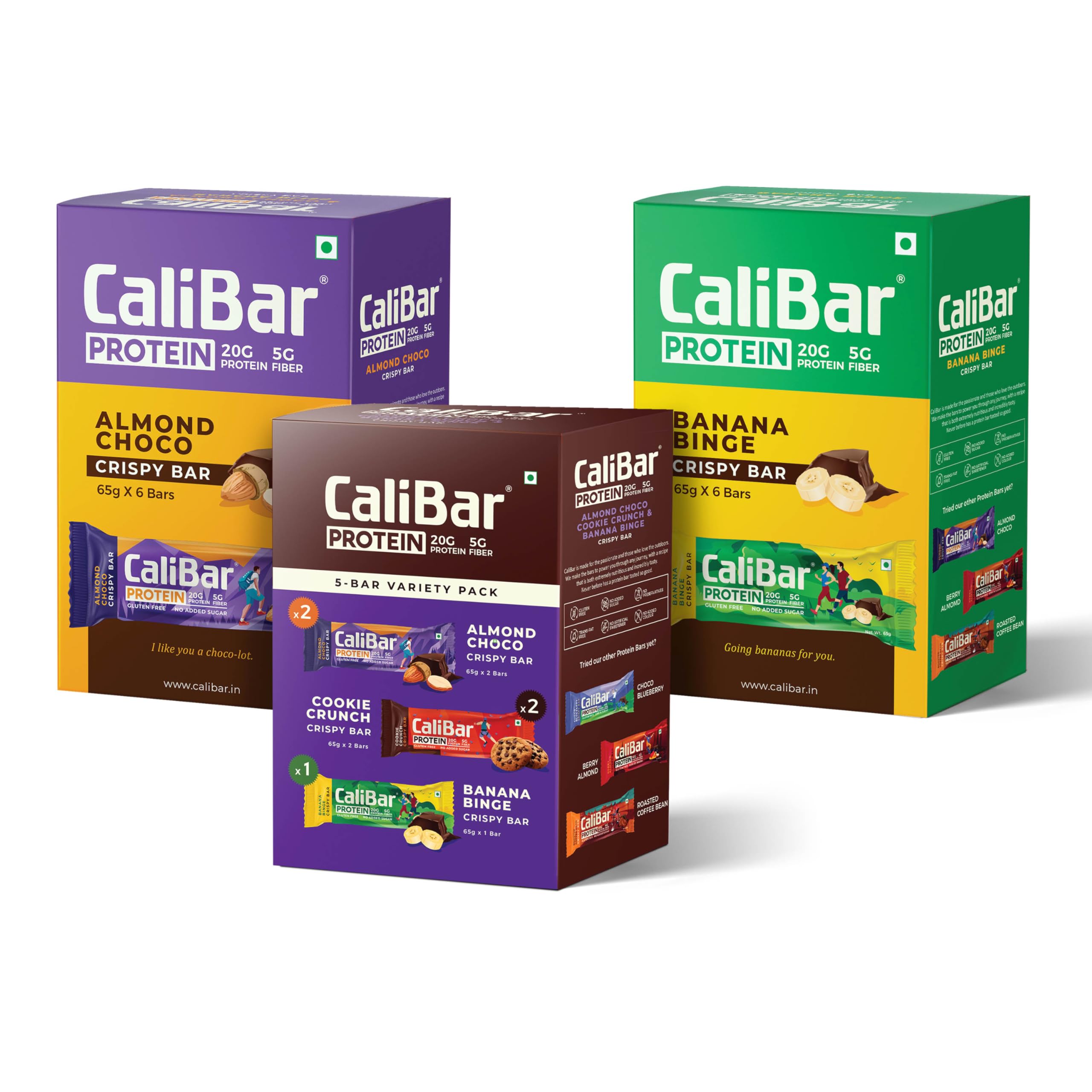 CaliBar 20g Protein Bar - 6 Bars Almond Choco + 6 Bars Banana Binge ...