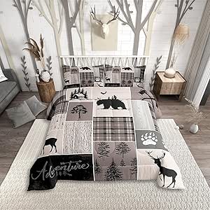 Amazon.com: Erosebridal Rustic Patchwork Bedding Set Twin,Country Cabin Comforter Set for Kids ...