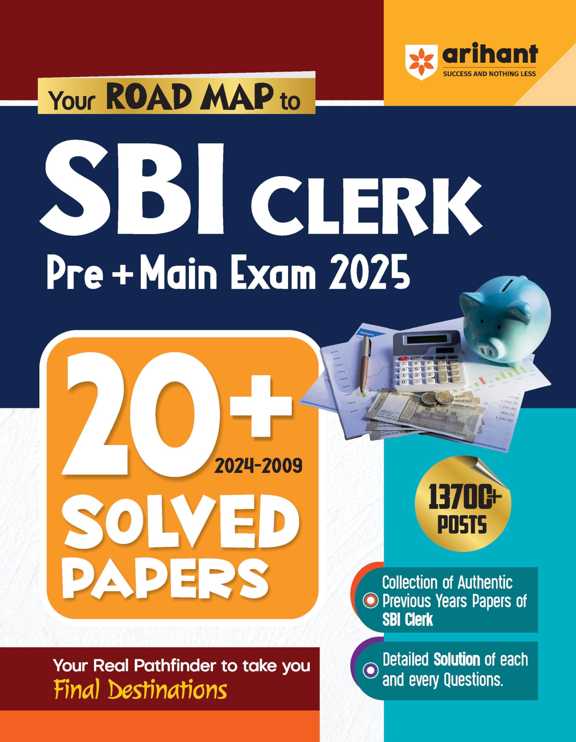 Buy Arihant 20+ Solved Papers (2024-2009) for SBI Clerk Pre+ Main Exam ...