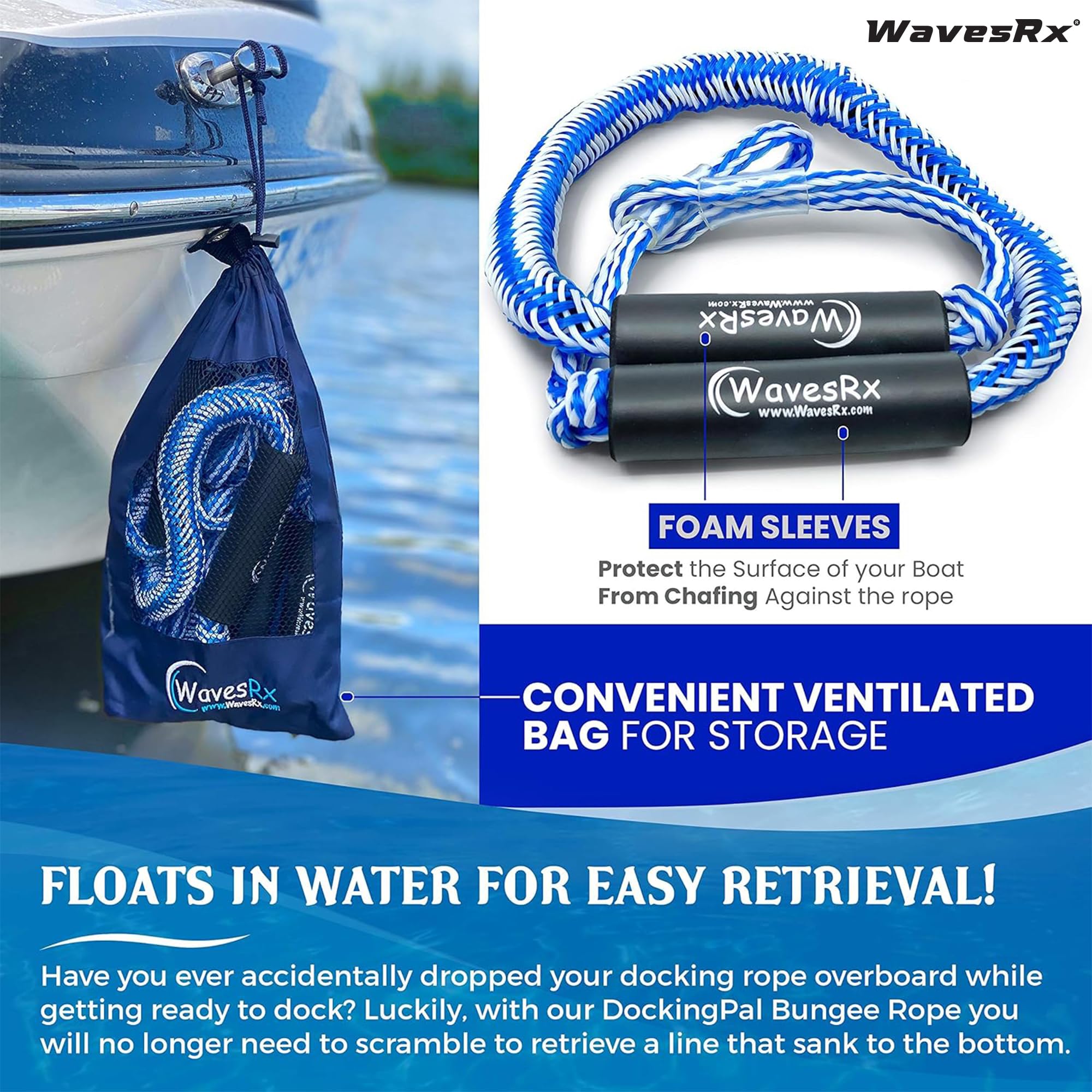 Snapklik.com : DockingPal - Premium Bungee Dock Line For Boats Elastic ...
