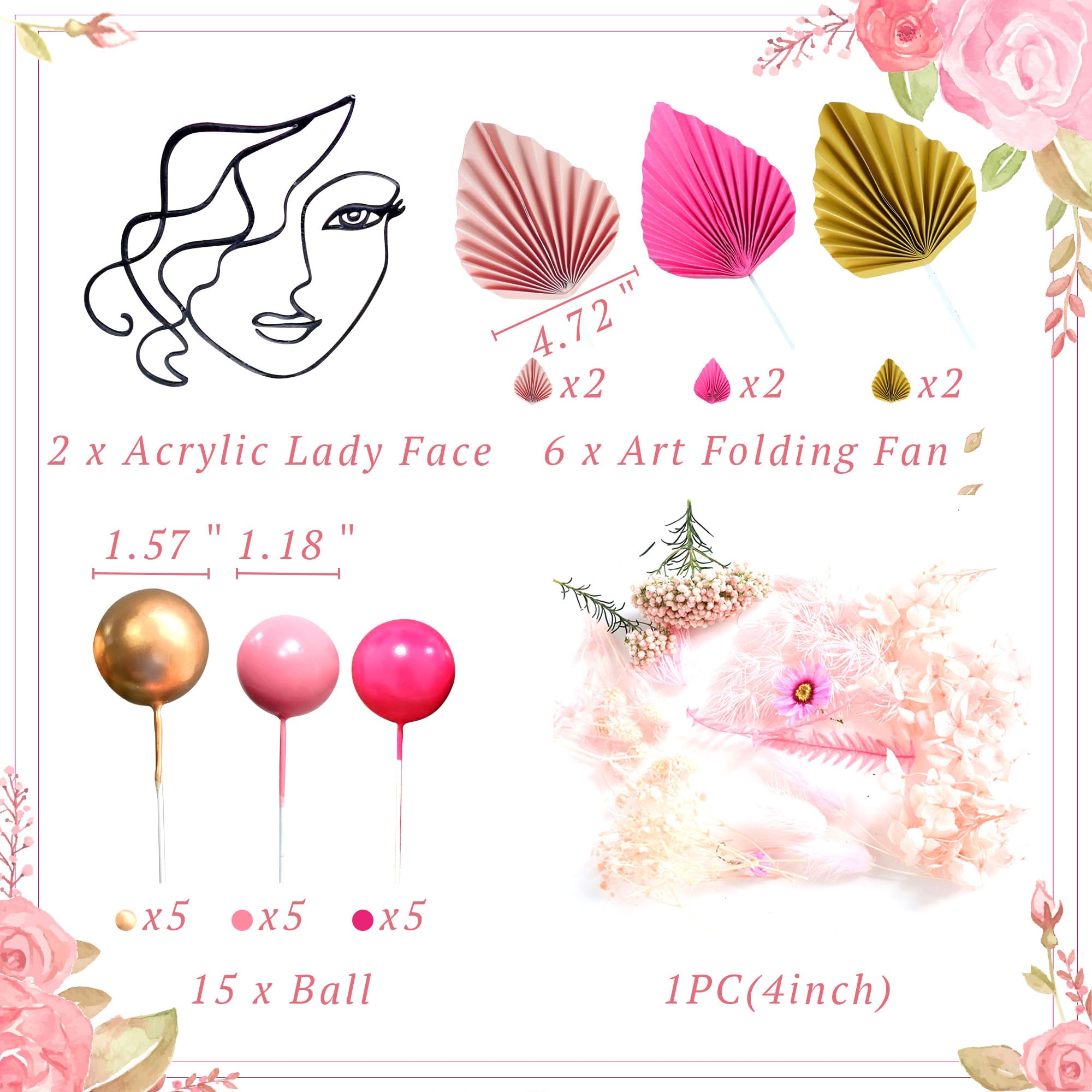 Snapklik.com : Pink Acrylic Minimalist Art Lady Face Cake Topper Boho ...