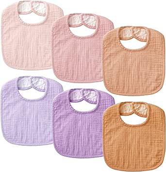 Amazon.com: POIKSHARK 6-Pack Muslin Baby Bibs for Unisex Boys Girls ...