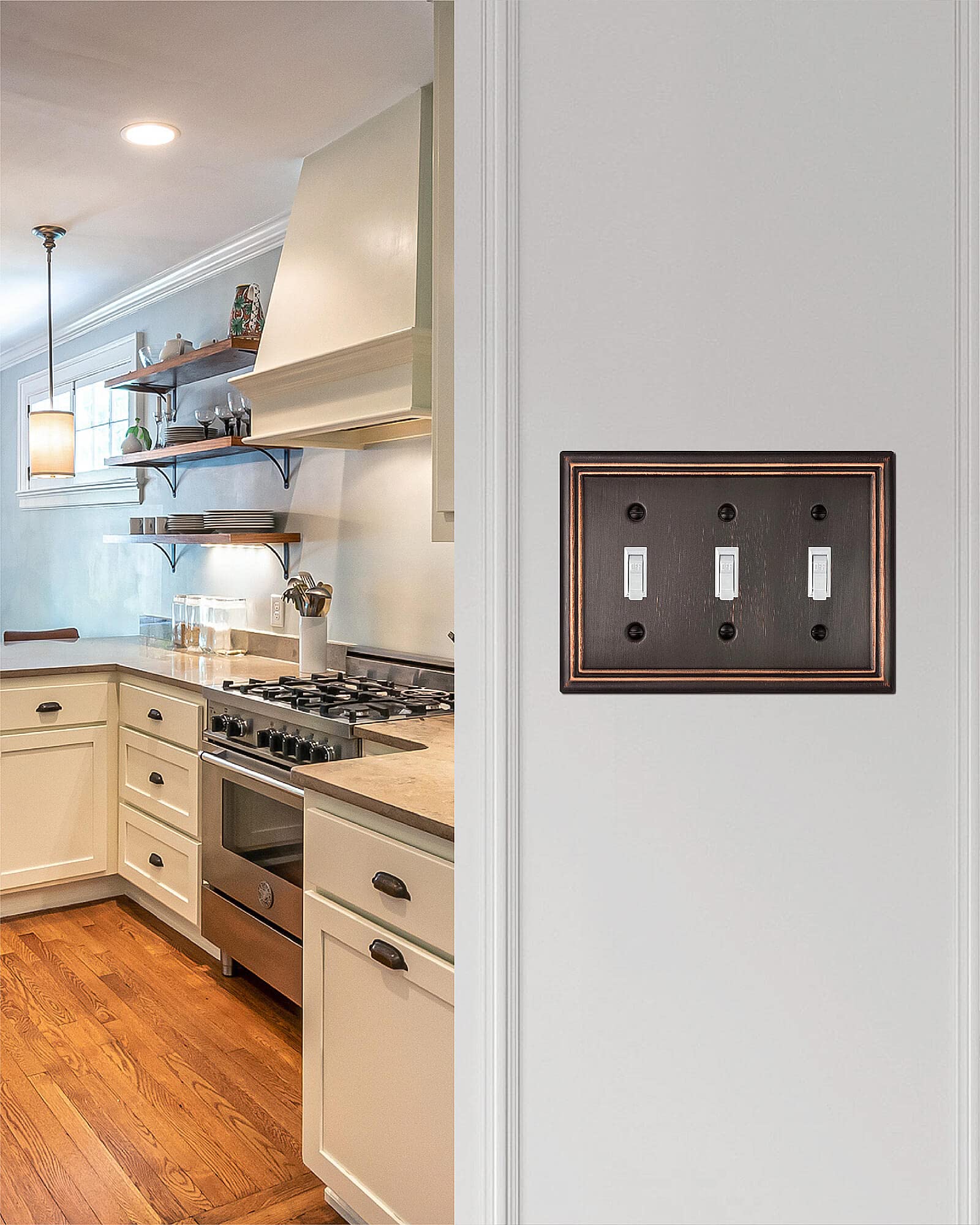 Snapklik.com : Triple Toggle Wall Plate, Decorative Aged Bronze Light ...