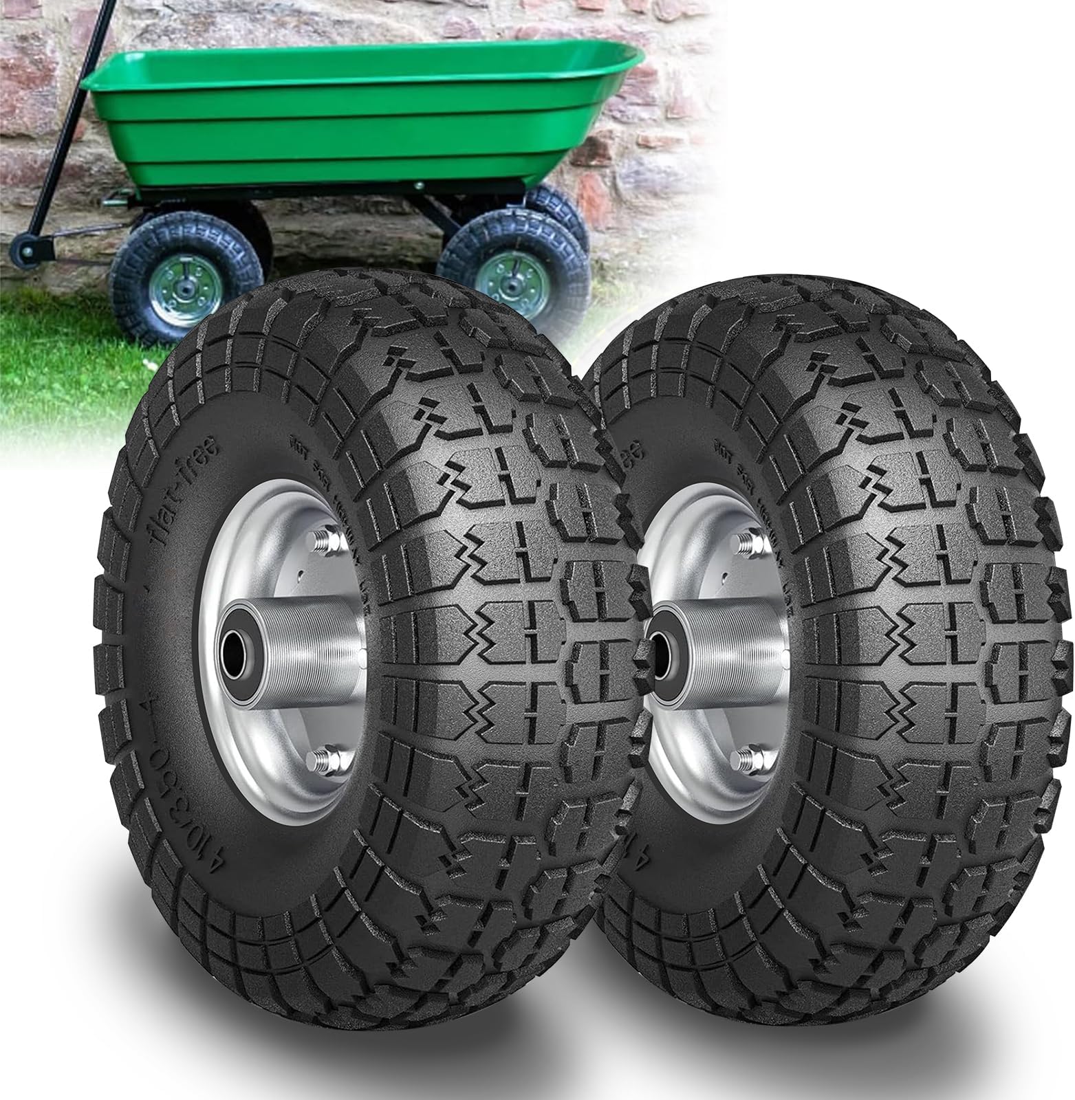 4.10/3.50-4 Tire and Wheel for Gorilla Cart - 2 Pack 10" Utility ...
